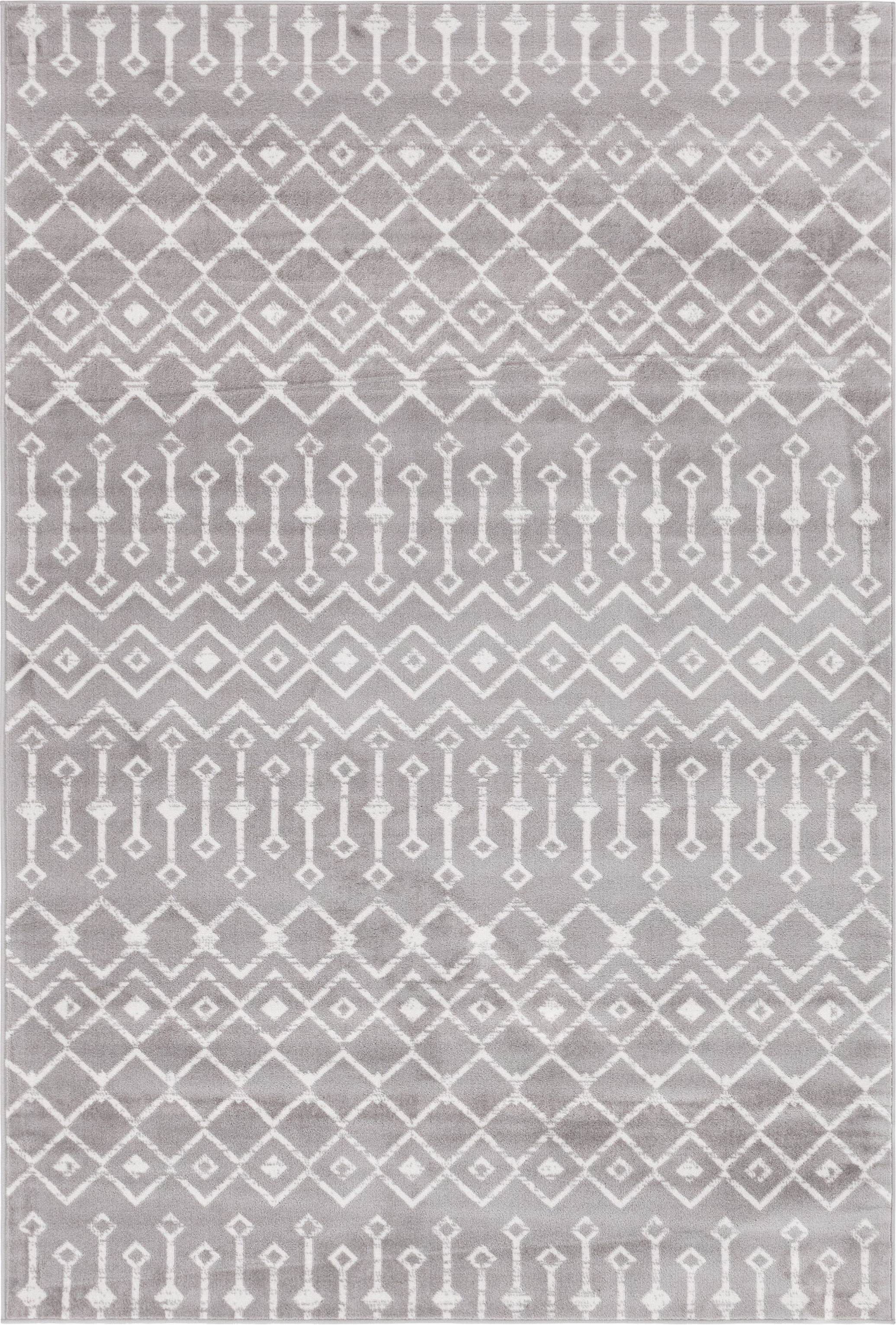 Unique Loom Mamounia Moroccan Trellis Rug Light Gray/Ivory 6' 1" x 9 ...