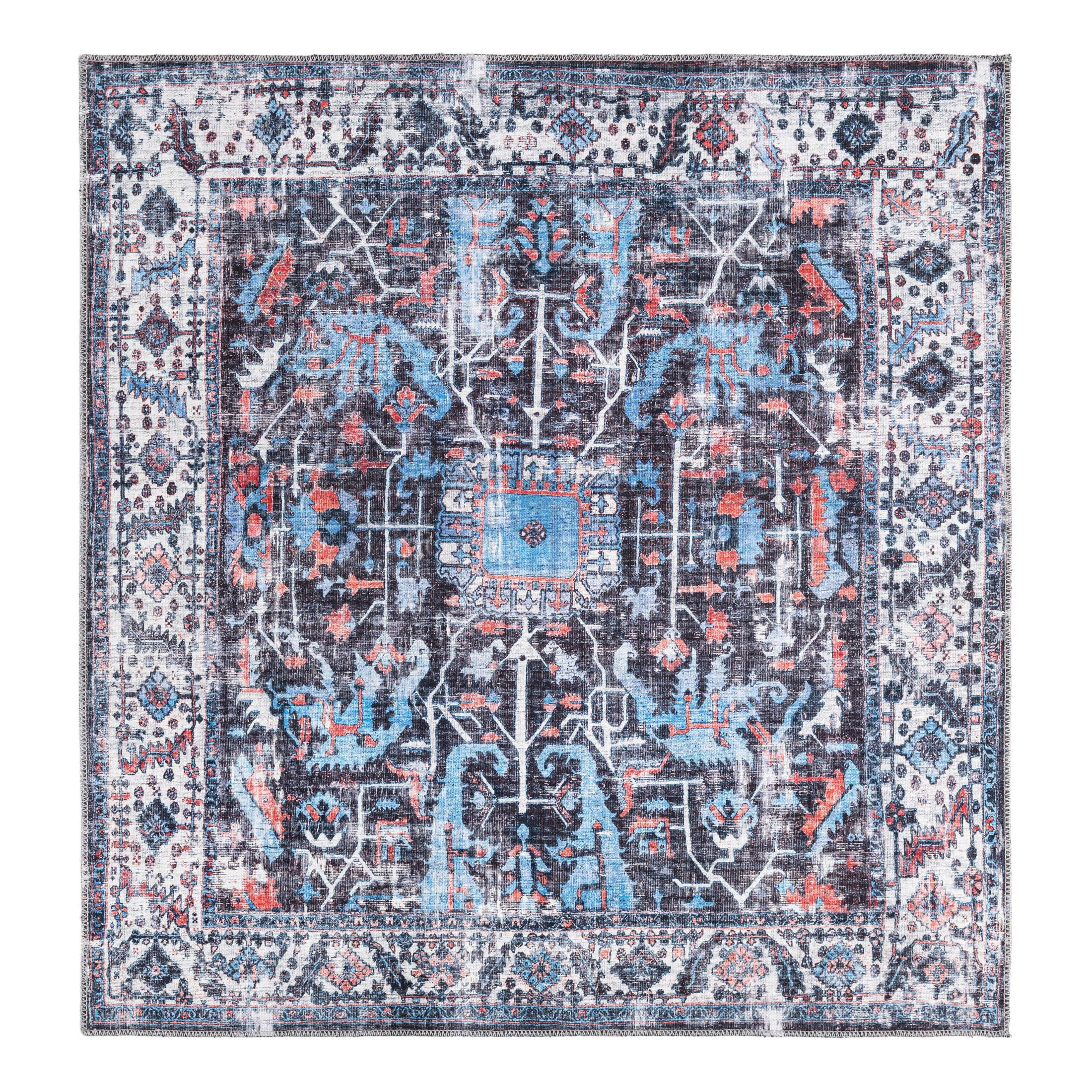 Unique Loom Mangata Collection Area Rug - Mahtaab (5' 3" Square Black ...