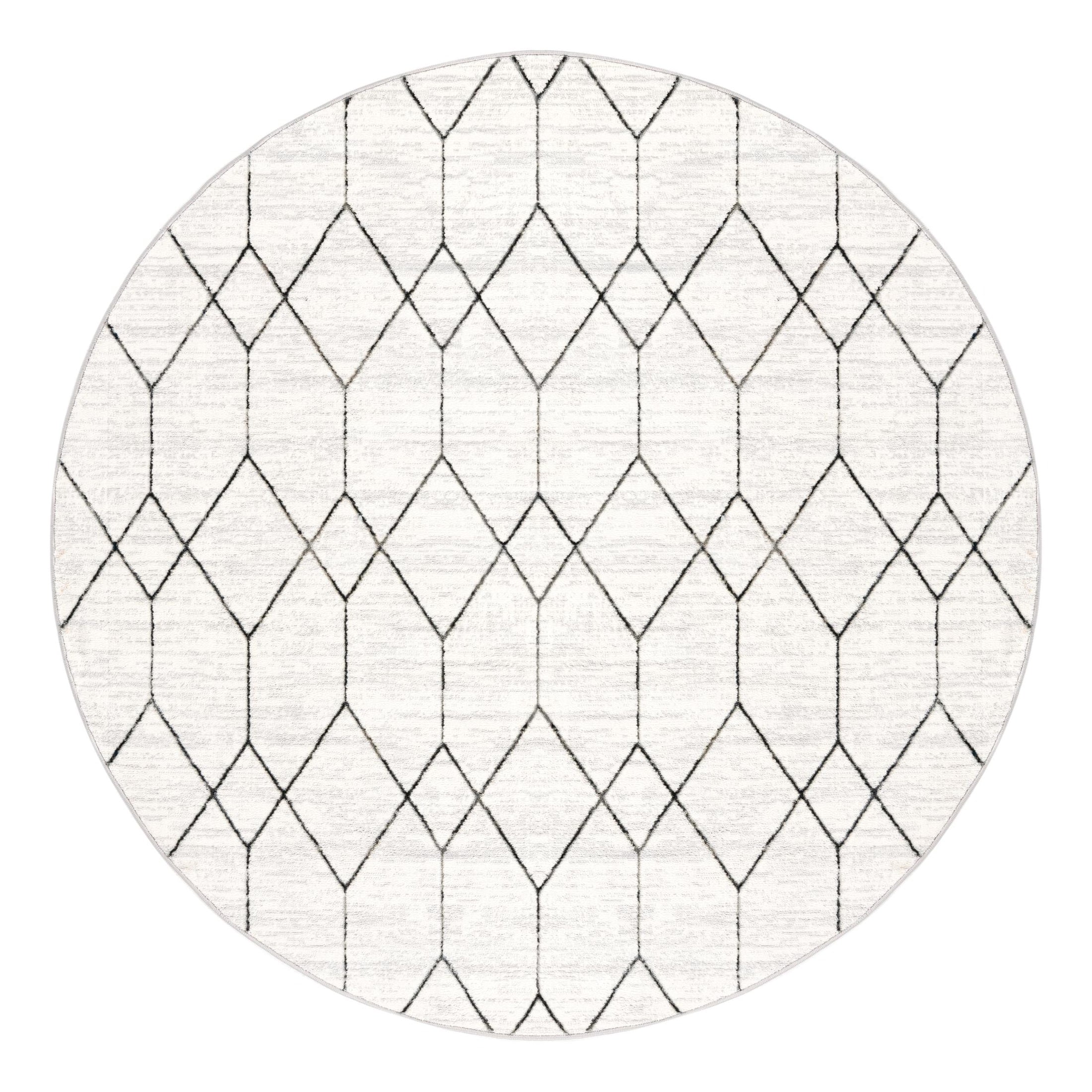 Unique Loom Matrix Trellis Collection Area Rug - Deco (7' Round White ...