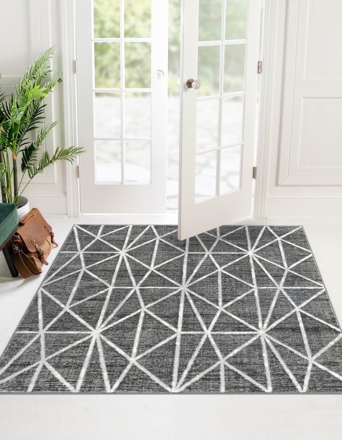 Unique Loom Matrix Trellis Collection Area Rug - Deco (7' Square Gray ...