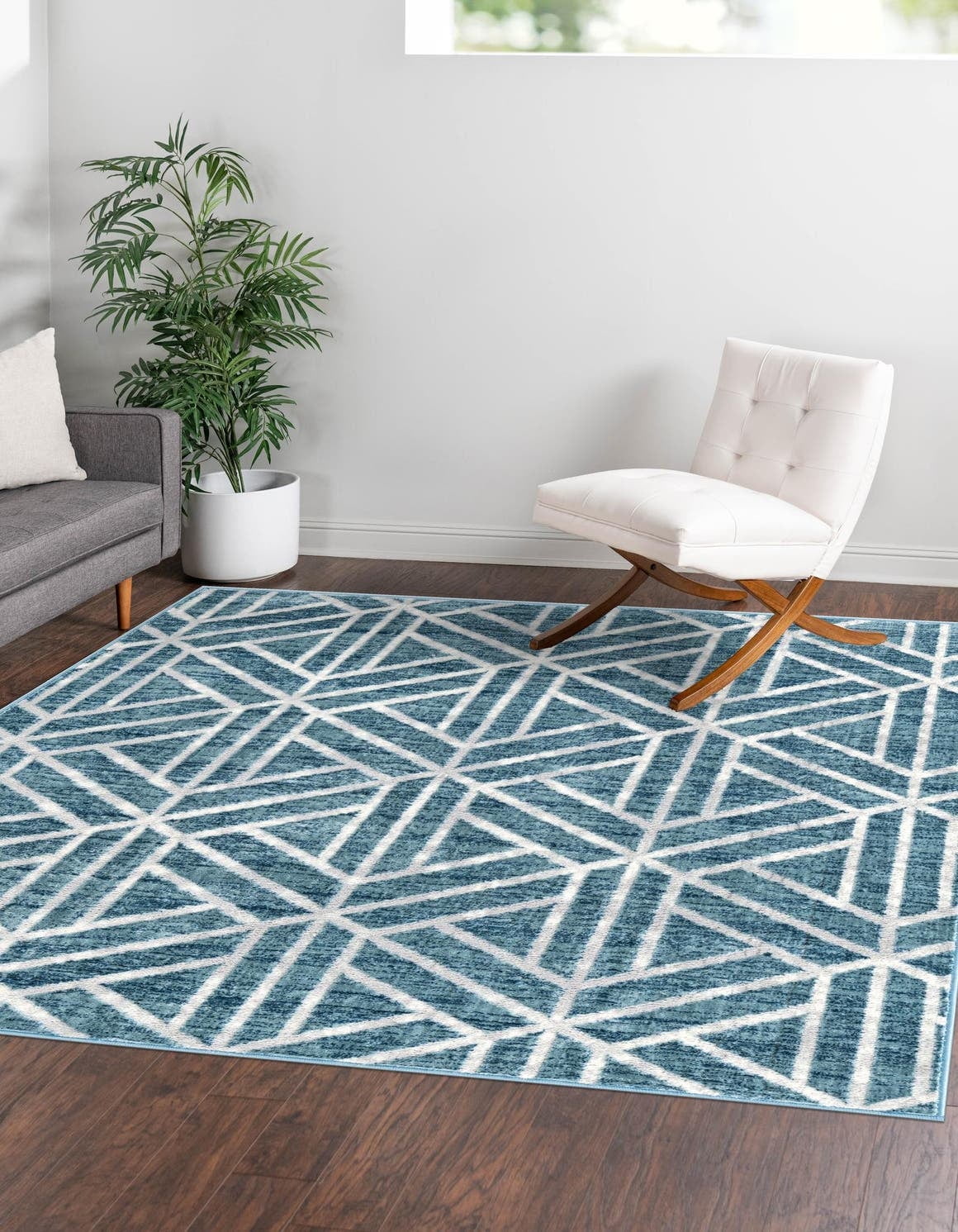 Unique Loom Matrix Trellis Collection Area Rug - Motif (7' Square Blue ...