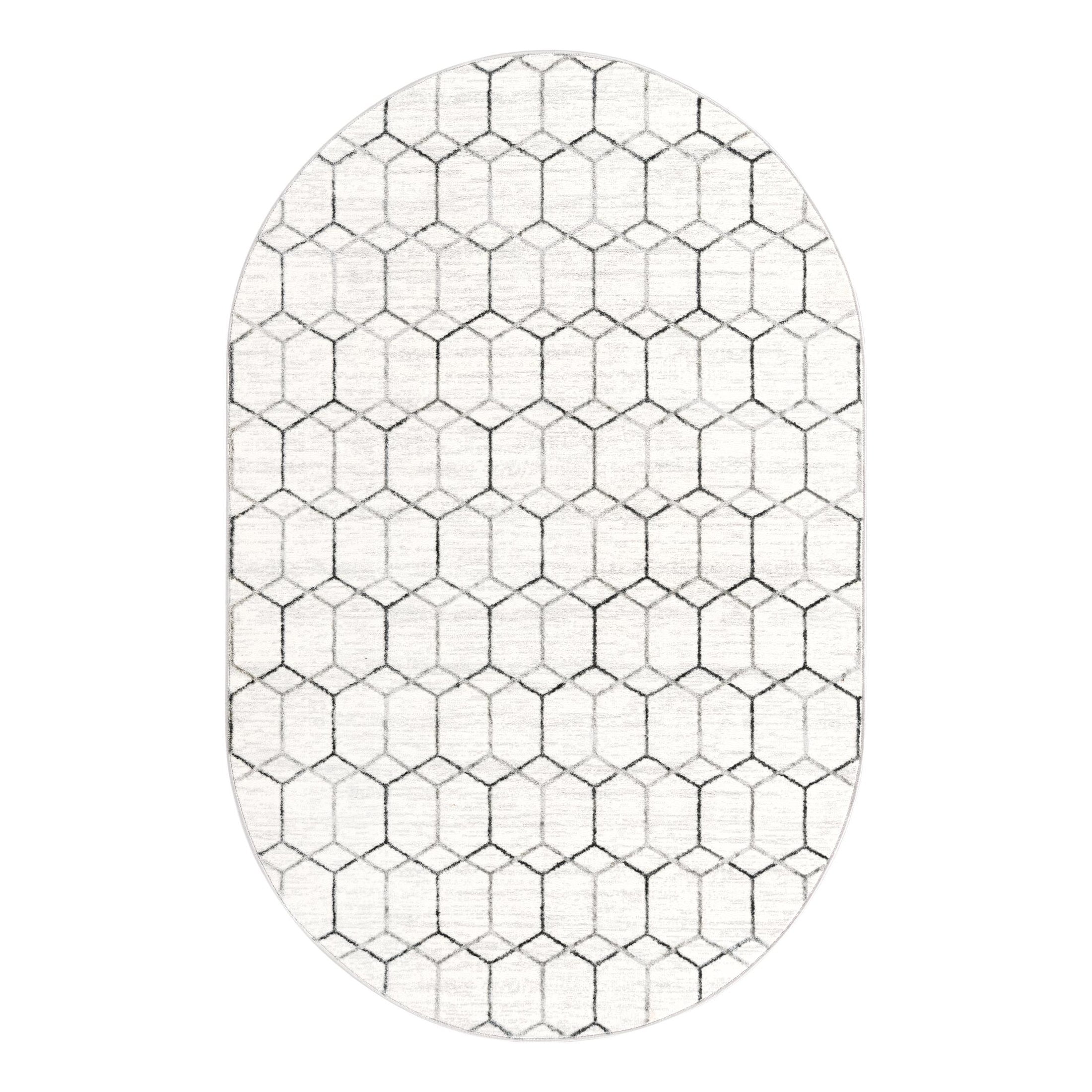 Unique Loom Matrix Trellis Collection Area Rug - Tile (5' 3" x 8' Oval ...