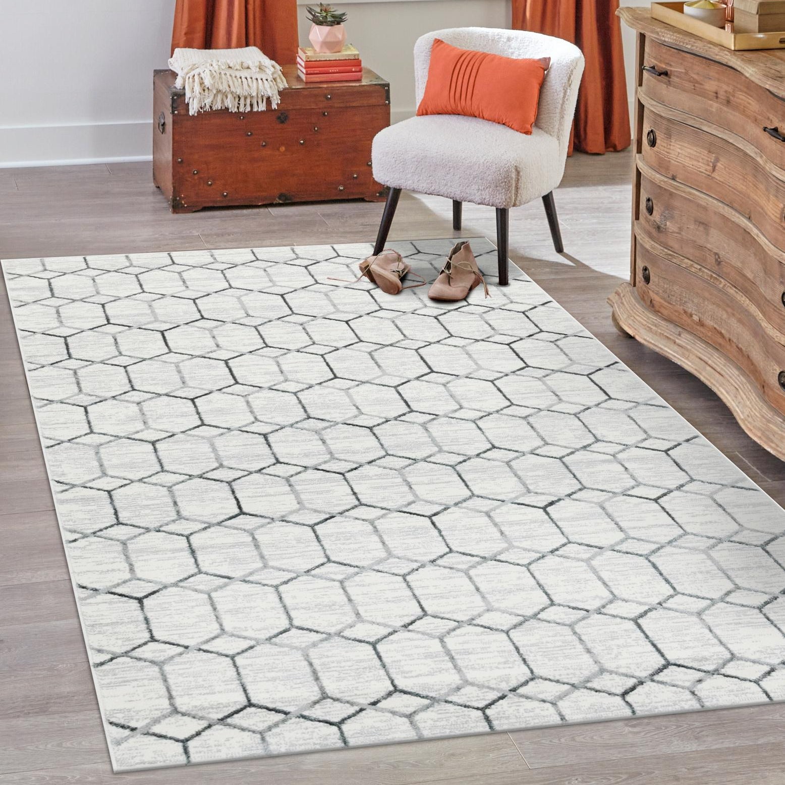 Unique Loom Matrix Trellis Collection Area Rug - Tile (6' 1" x 9 ...