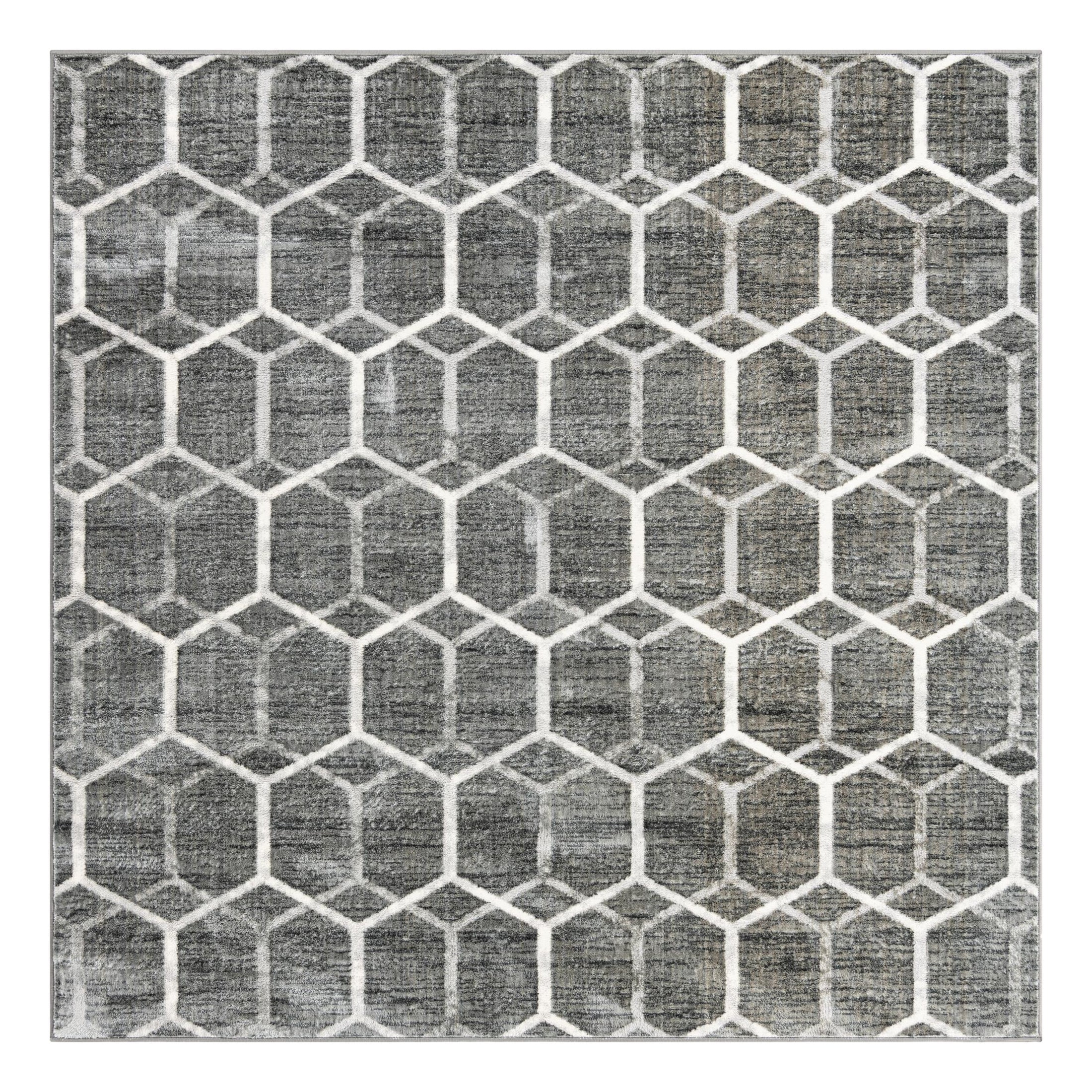 Unique Loom Matrix Trellis Collection Area Rug - Tile (7' Square Grey ...