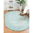 Unique Loom Medallion Richmond Rug Aqua/Ivory 5' 3" x 8' Oval Medallion ...