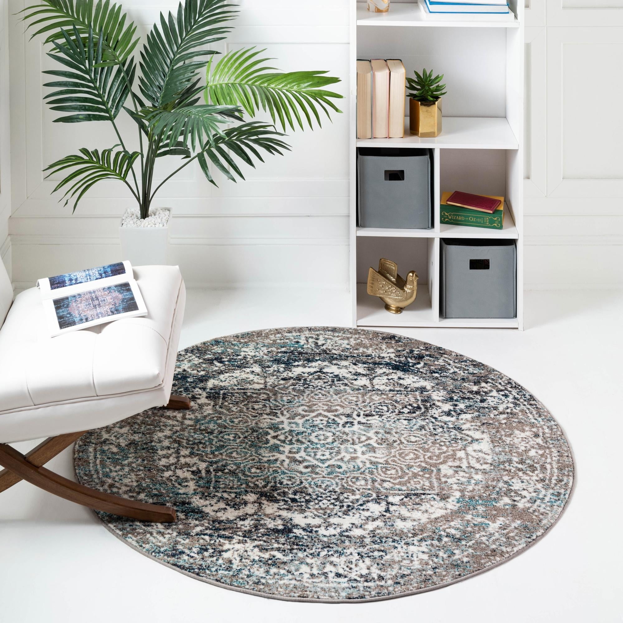 Unique Loom 3 Ft Round Rug in Gray (3150524) - Walmart.com