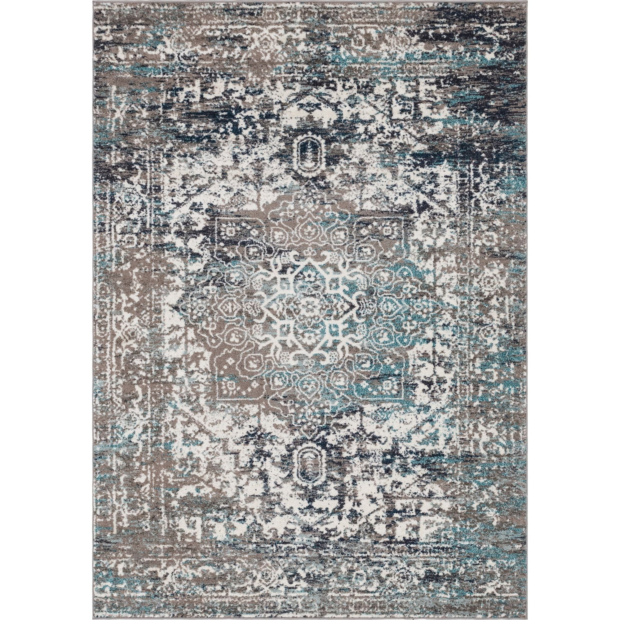 Unique Loom Medallion Richmond Rug Gray/Ivory 7' 1" x 10' Rectangle ...