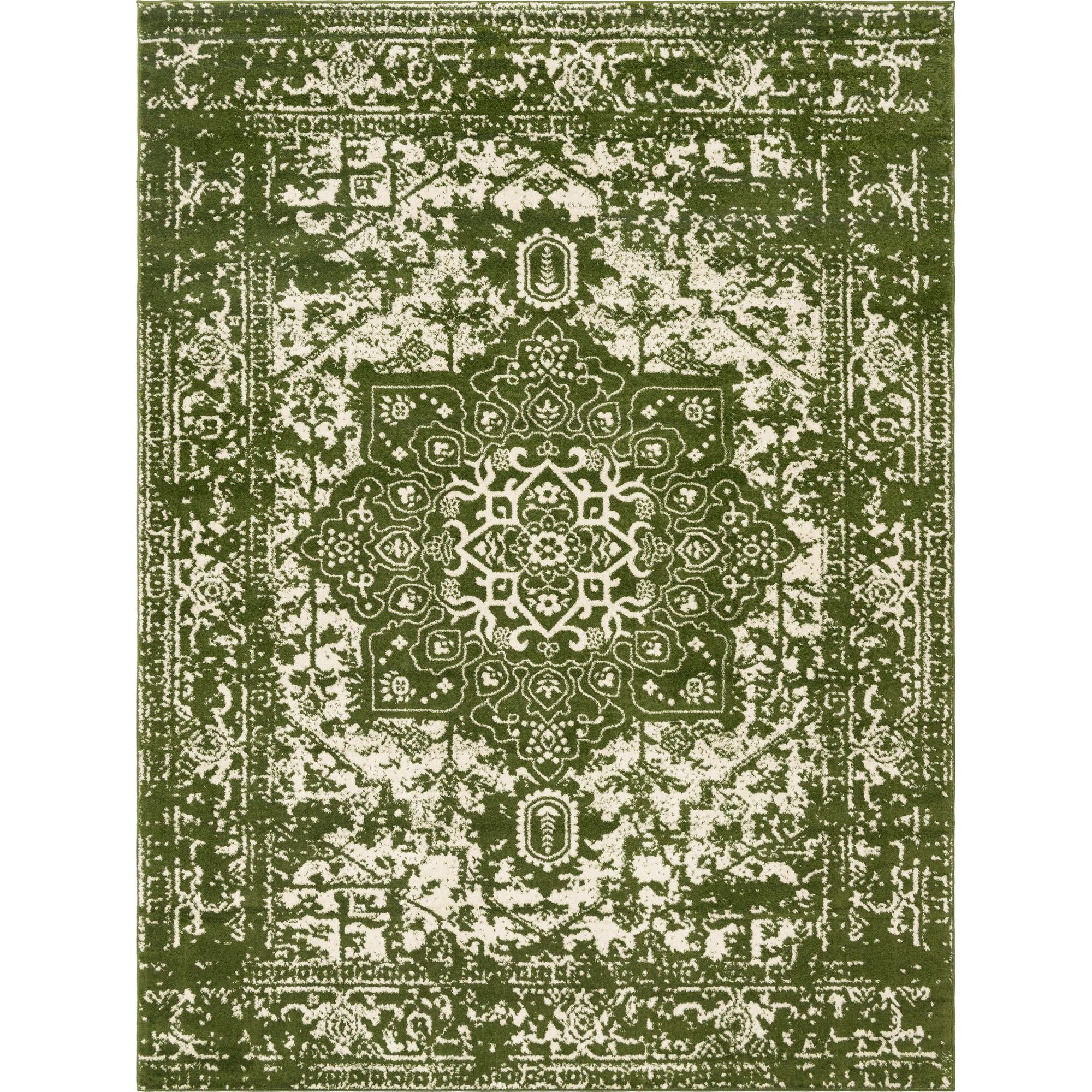 Unique Loom Medallion Richmond Rug Green/Ivory 9' x 12' Rectangle ...