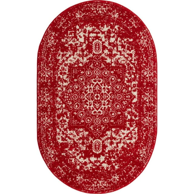 Unique Loom 3x5 Oval Rug in Red (3150434) - Walmart.com