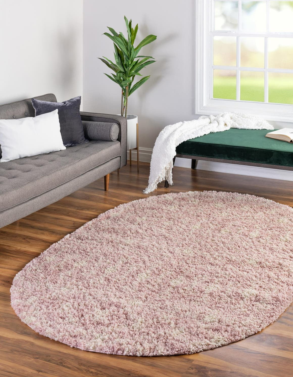 Unique Loom Meknes Moroccan Trellis Shag Rug 5' 3 x 8' 0 Oval Light ...