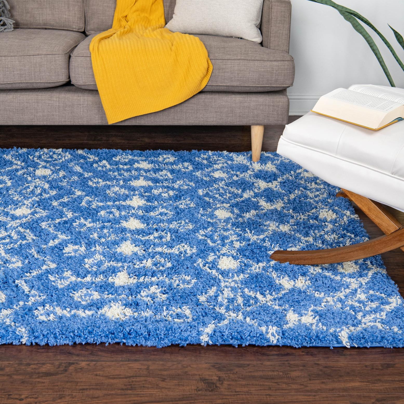 Unique Loom Moroccan Trellis Shag Collection Area Rug - Meknes (7' 10 ...