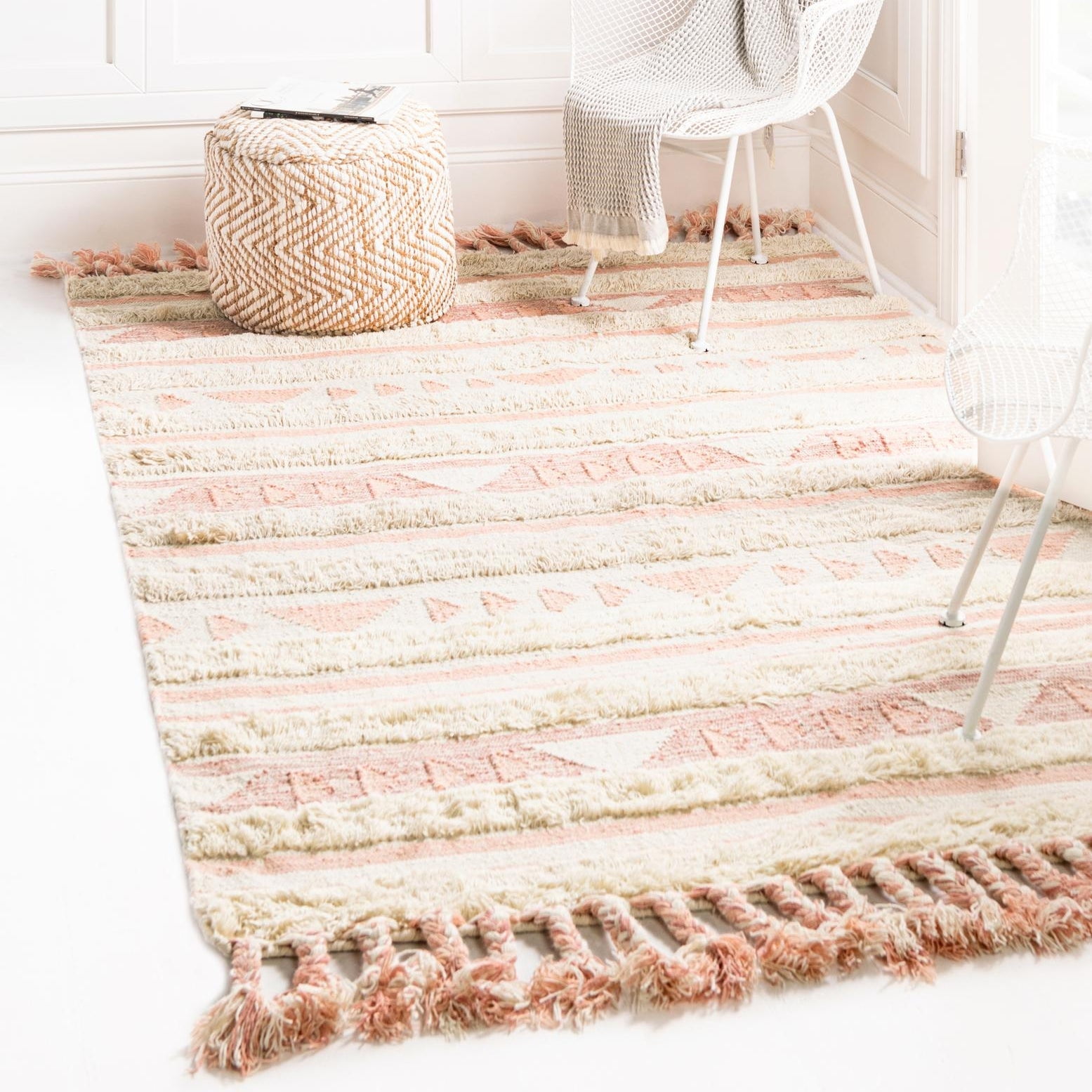 Unique Loom Mesa Collection Area Rug - Siphon (5' 1" x 8' Rectangle Light Pink/Ivory) - Walmart.com
