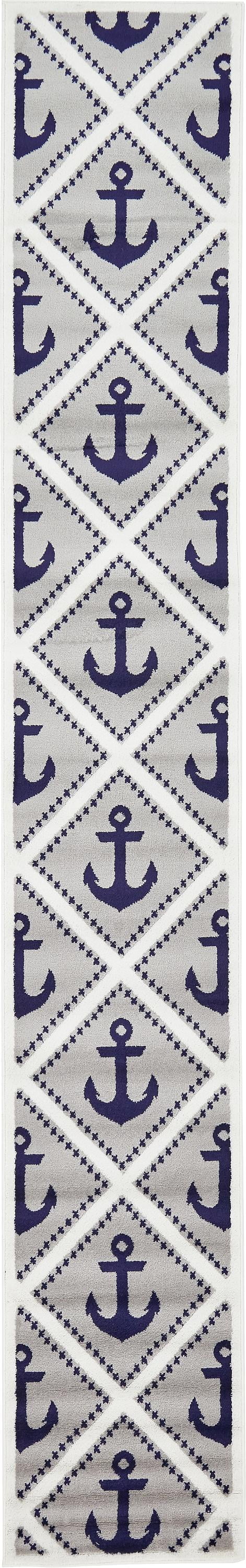 Unique Loom Metro Rug Gray/Ivory 2' x 13' 1" Runner Geometric Beach ...