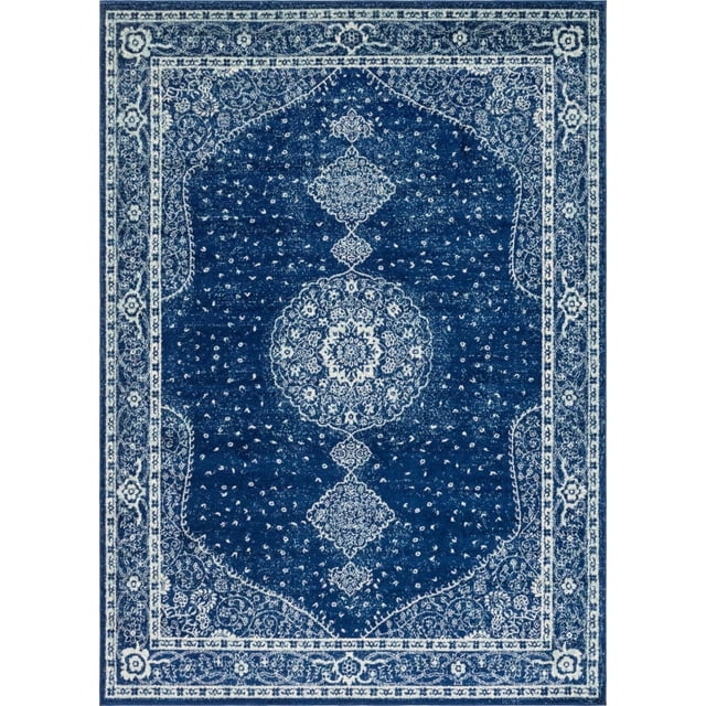 Unique Loom Midnight Bromley Rug Navy Blue/Ivory 8' x 11' Rectangle ...