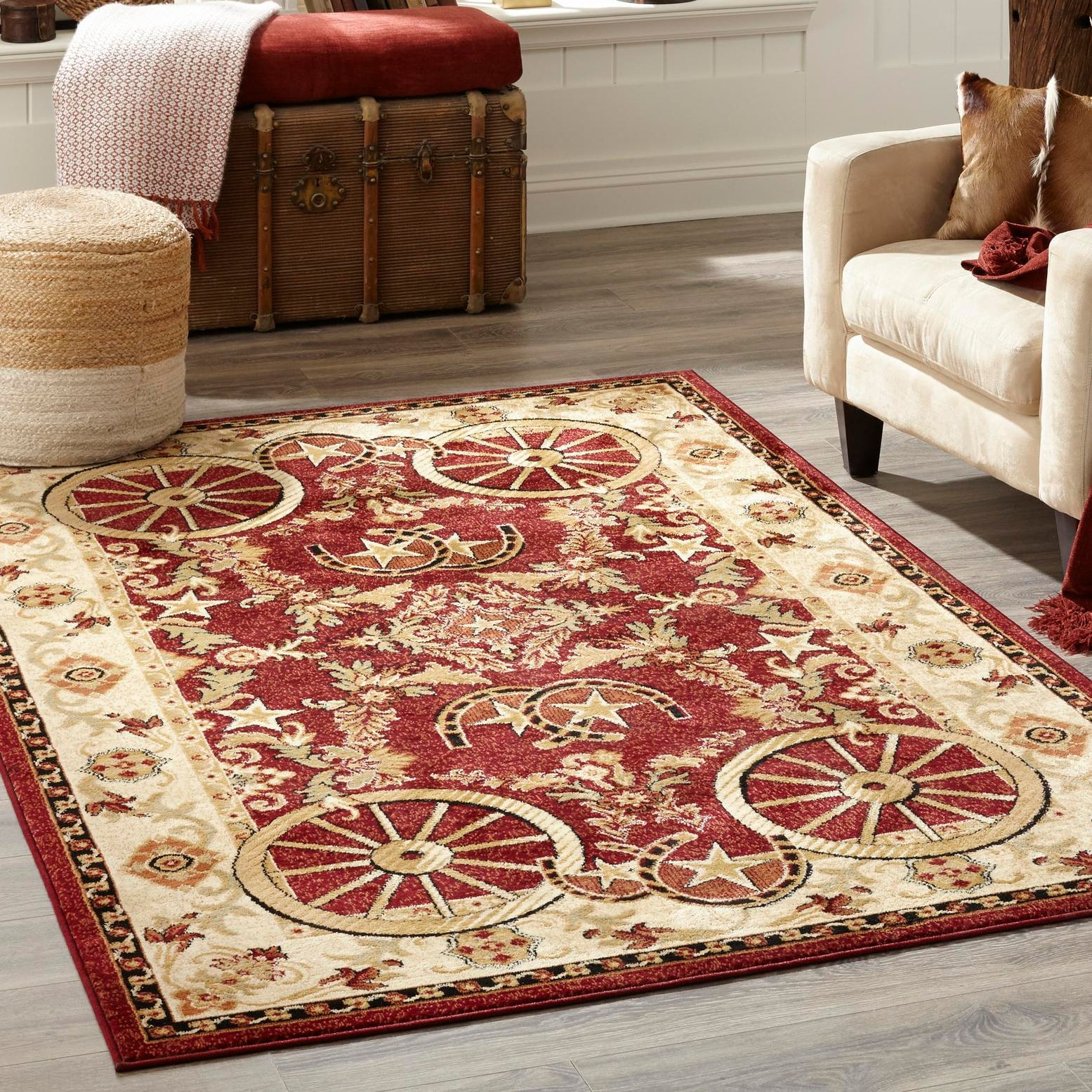 Unique Loom Pioneer Collection Area Rug - Missoula (2' x 3' 1" Rectangle Red/Beige) - Walmart.com