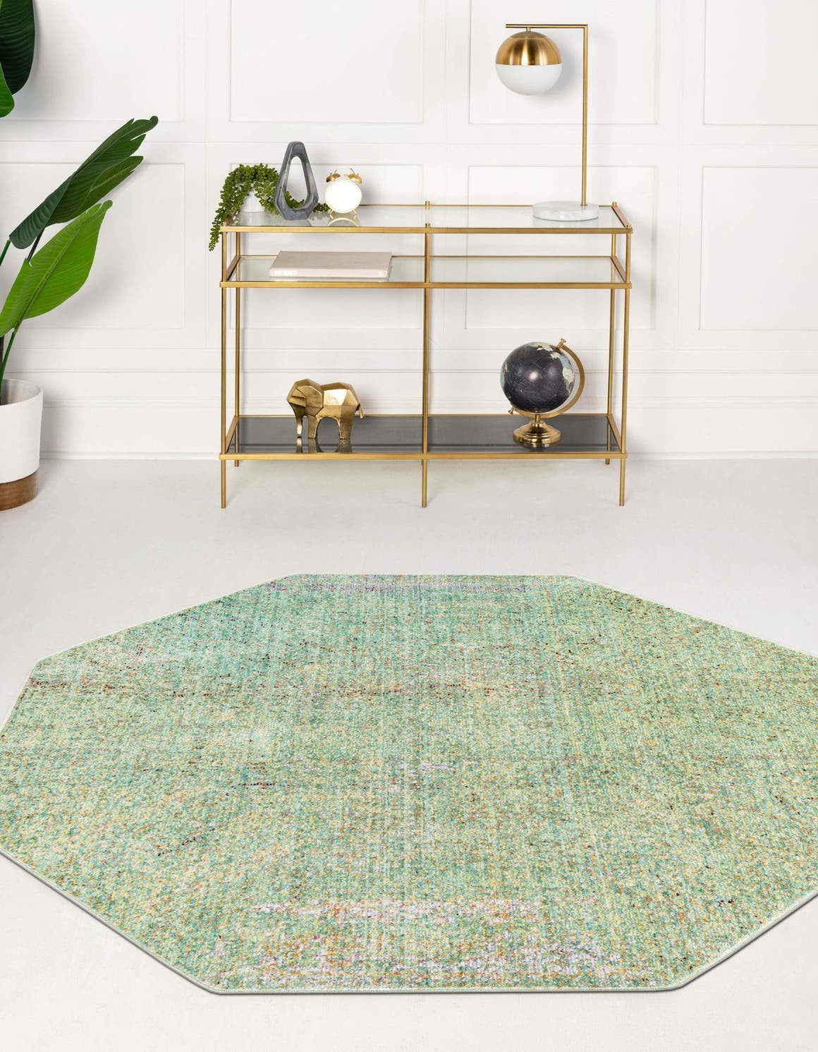 Unique Loom Muse Austin Rug Green/Beige 4' Octagon Abstract Bohemian ...