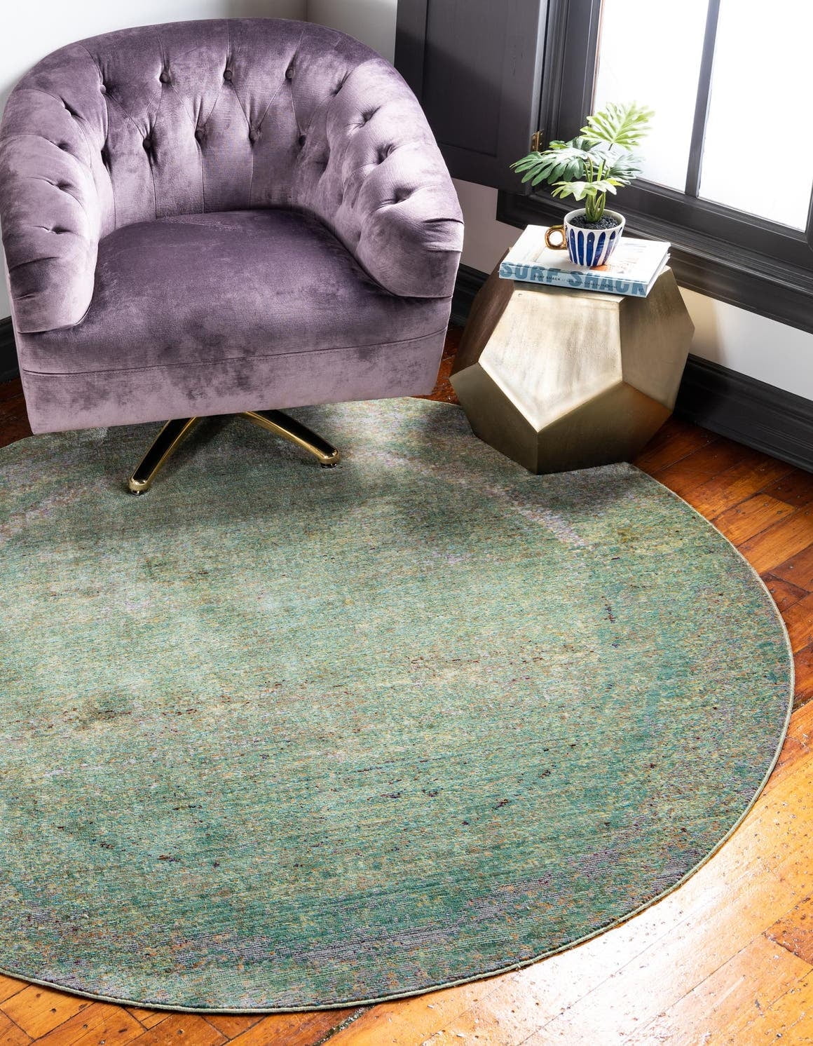 Unique Loom Austin Collection Area Rug - Muse (6' 1" Round Green/Beige ...