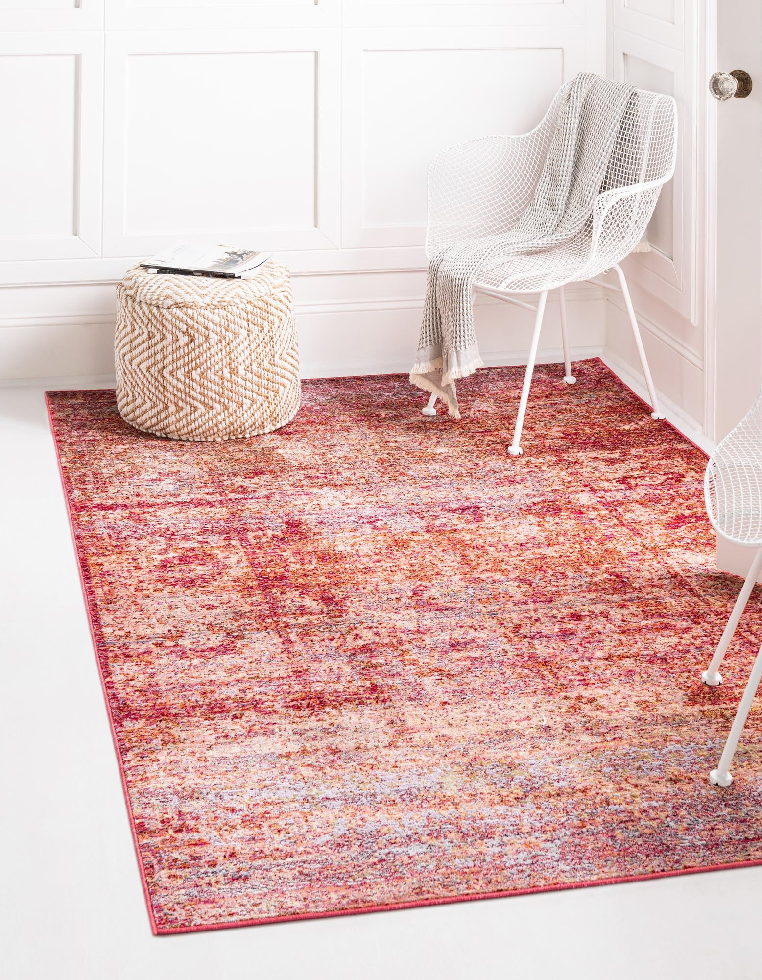 Unique Loom Muse Austin Rug Red/Ivory 6' 1" x 9' Rectangle Abstract ...