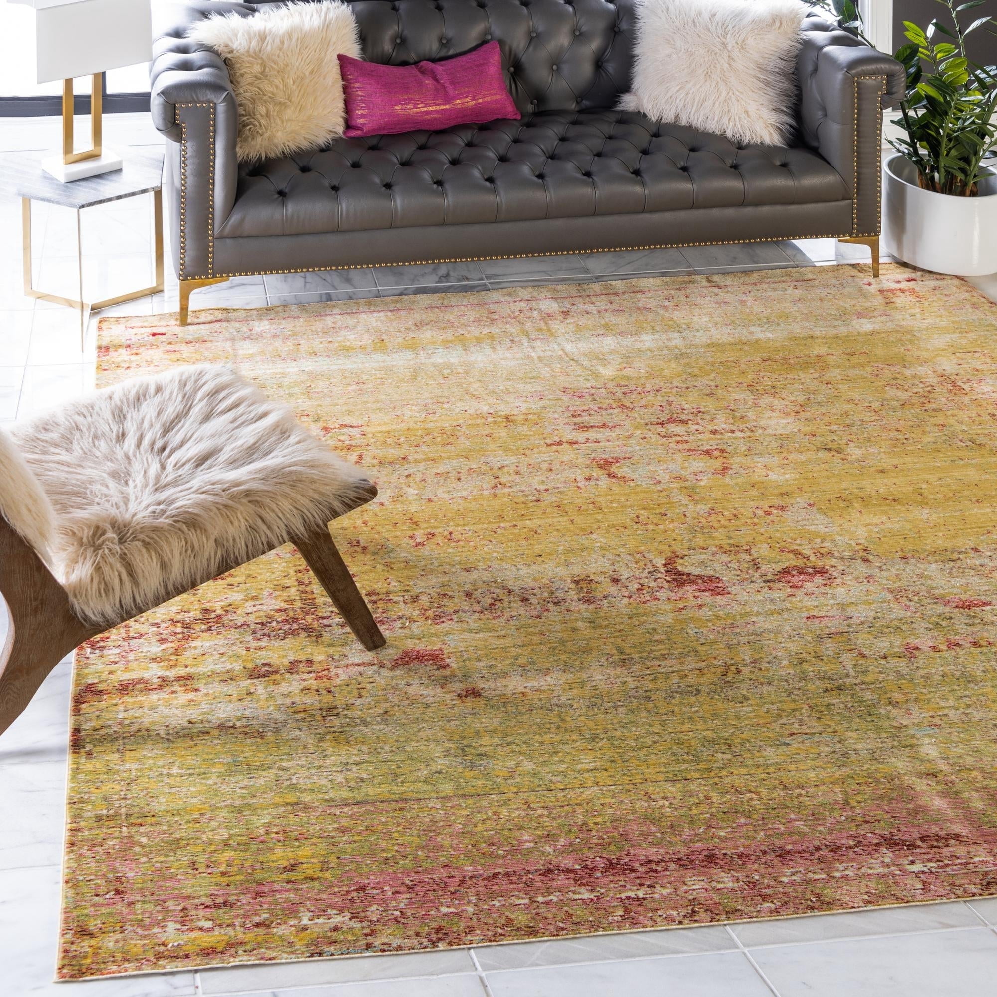 Unique Loom Austin Collection Area Rug - Muse (8' Square Yellow ...