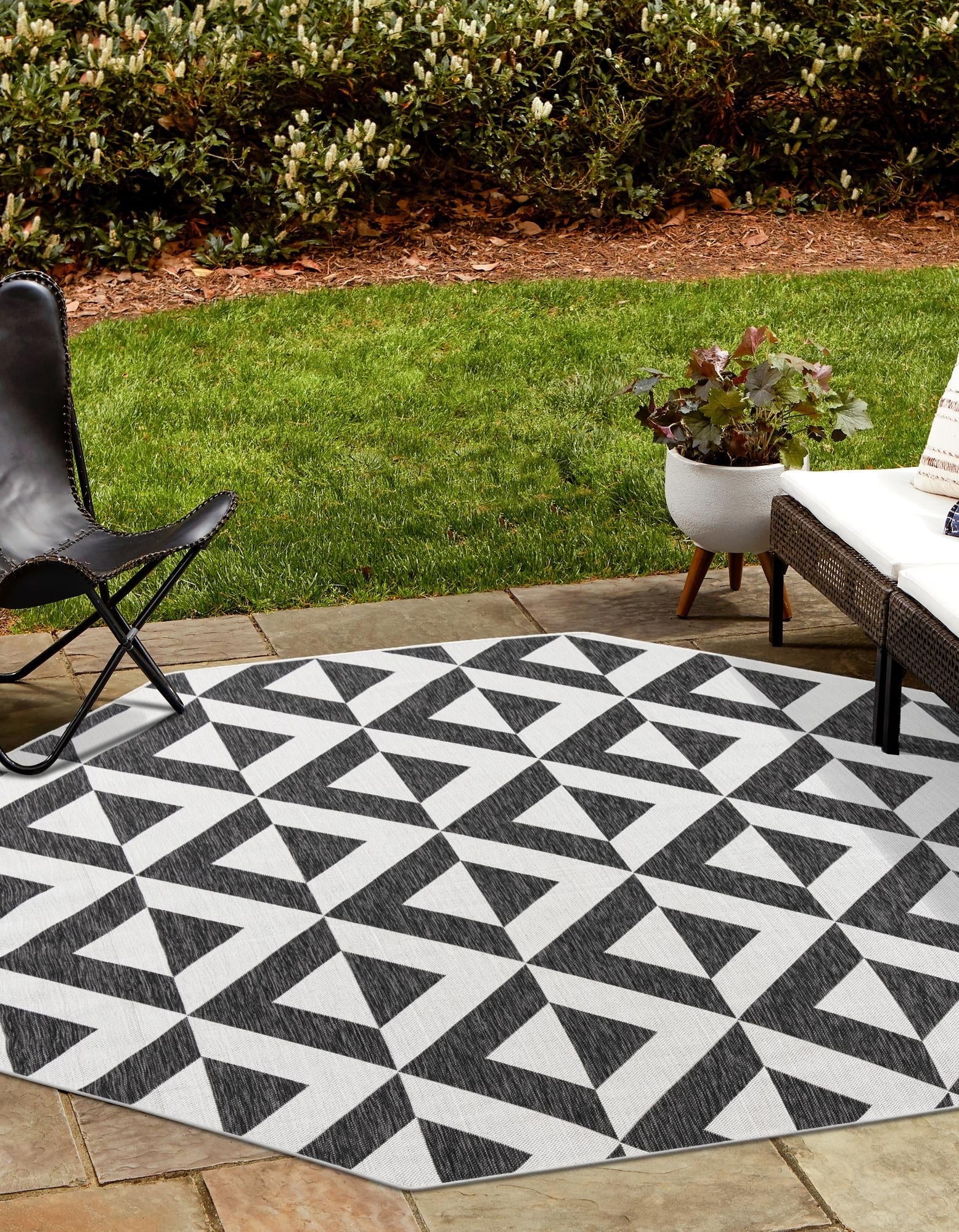 Jill Zarin Outdoor Collection Area Rug - Napa (4' 1" Octagon Charcoal ...