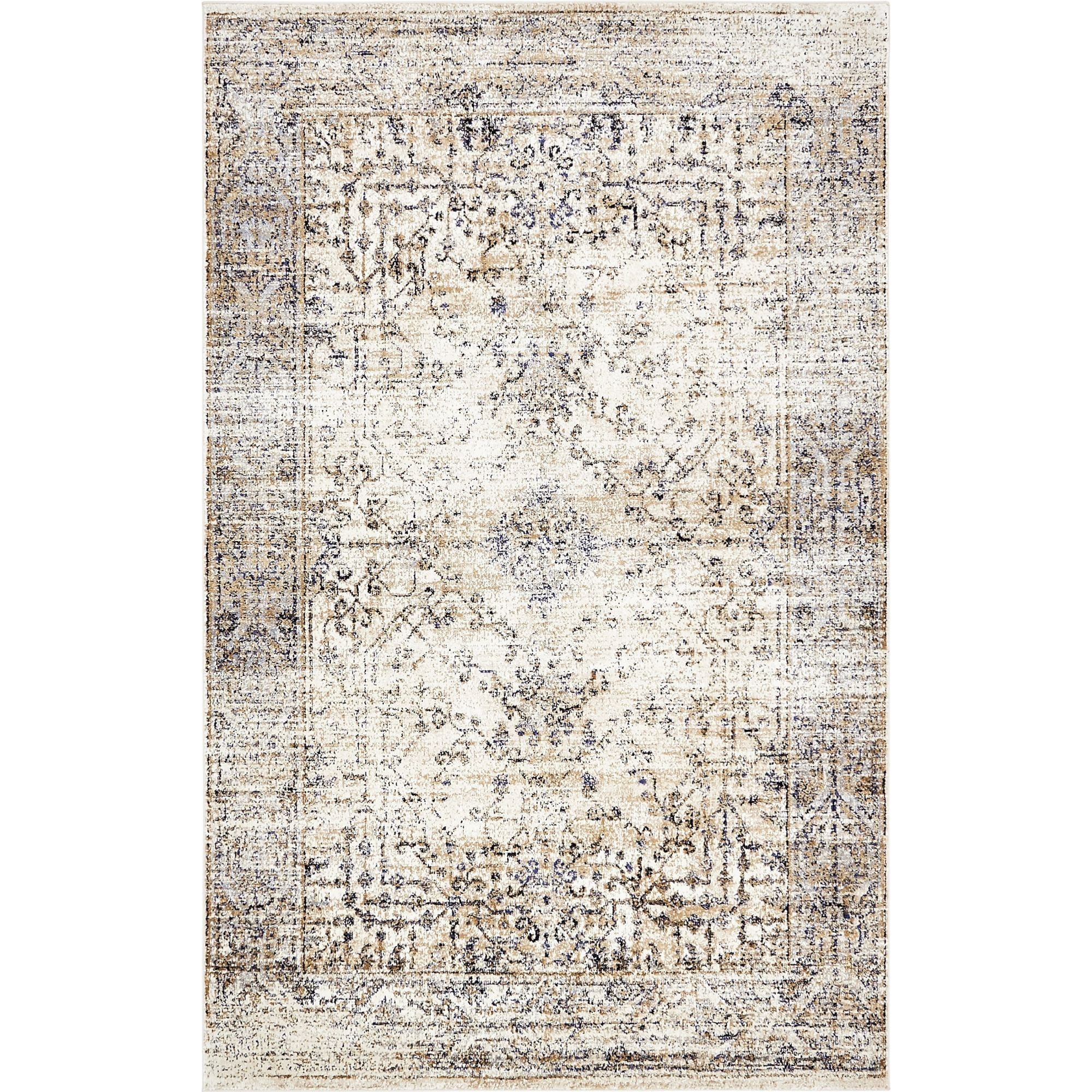 Unique Loom Naples Augustus Rug Cream/Beige 5' 1" x 8' Rectangle Border ...