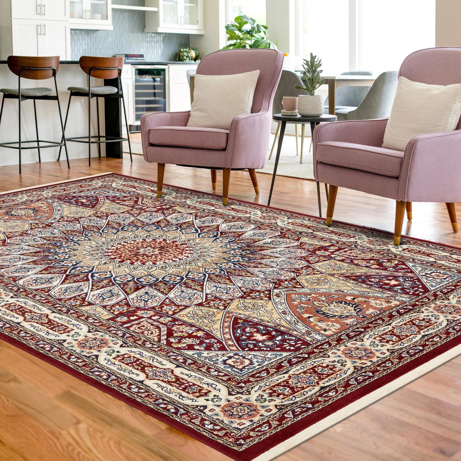 Unique Loom Narenj Collection Area Rug - Adams (5' 1" x 8' Rectangle Burgundy/Beige) - Walmart.com