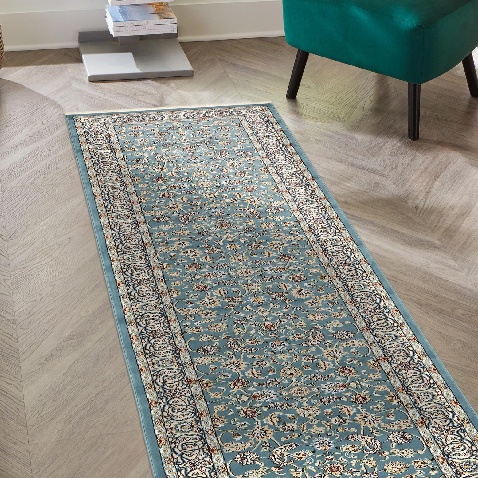 Unique Loom Narenj Collection Area Rug - Leeds (3' x 13' 1" Runner Blue ...
