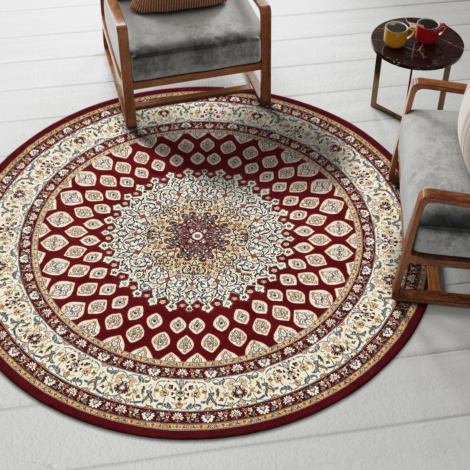 Unique Loom Narenj Collection Area Rug - Nottingham (10' Round Burgundy ...