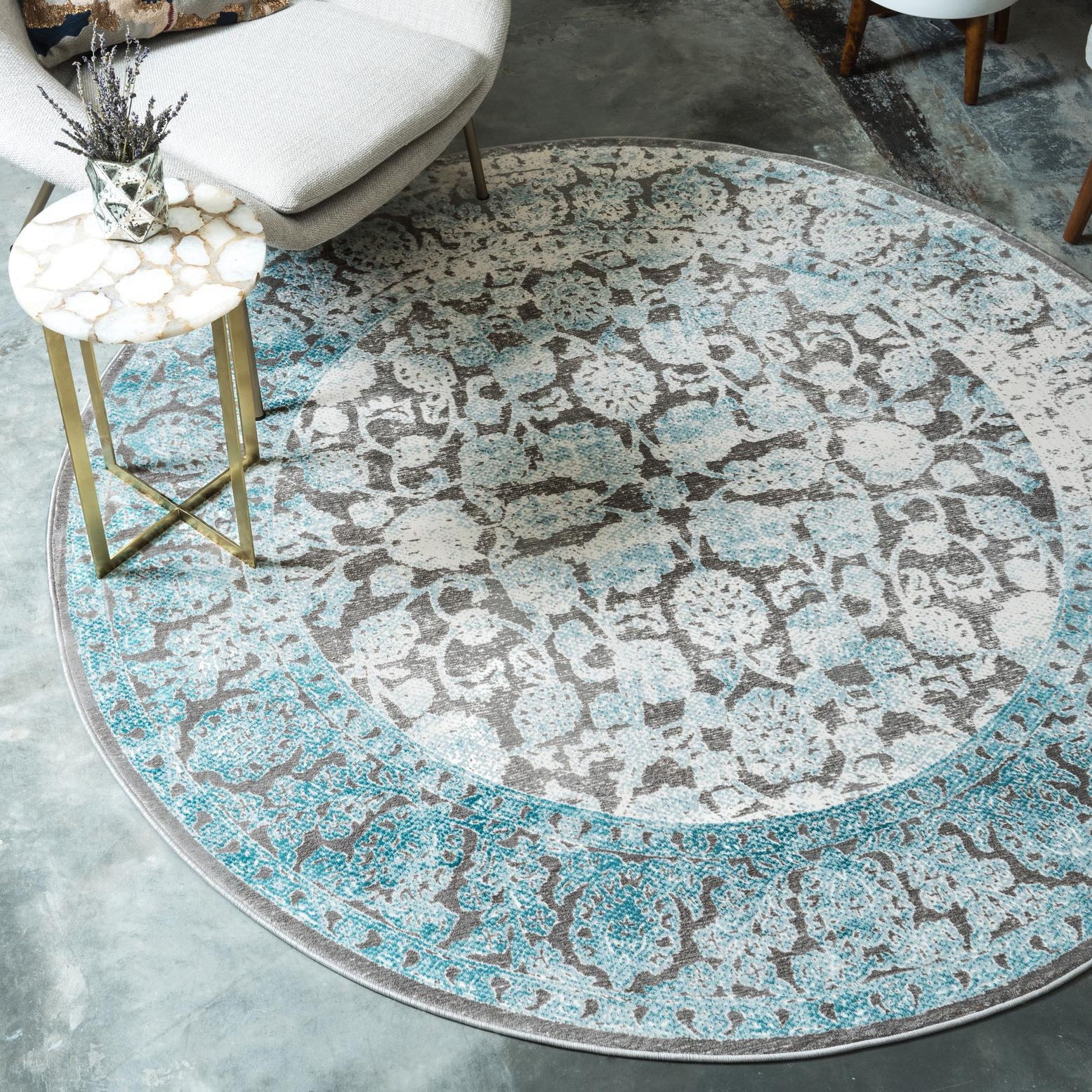 Unique Loom New Classical Collection Area Rug - Apollo (6' Round Light ...