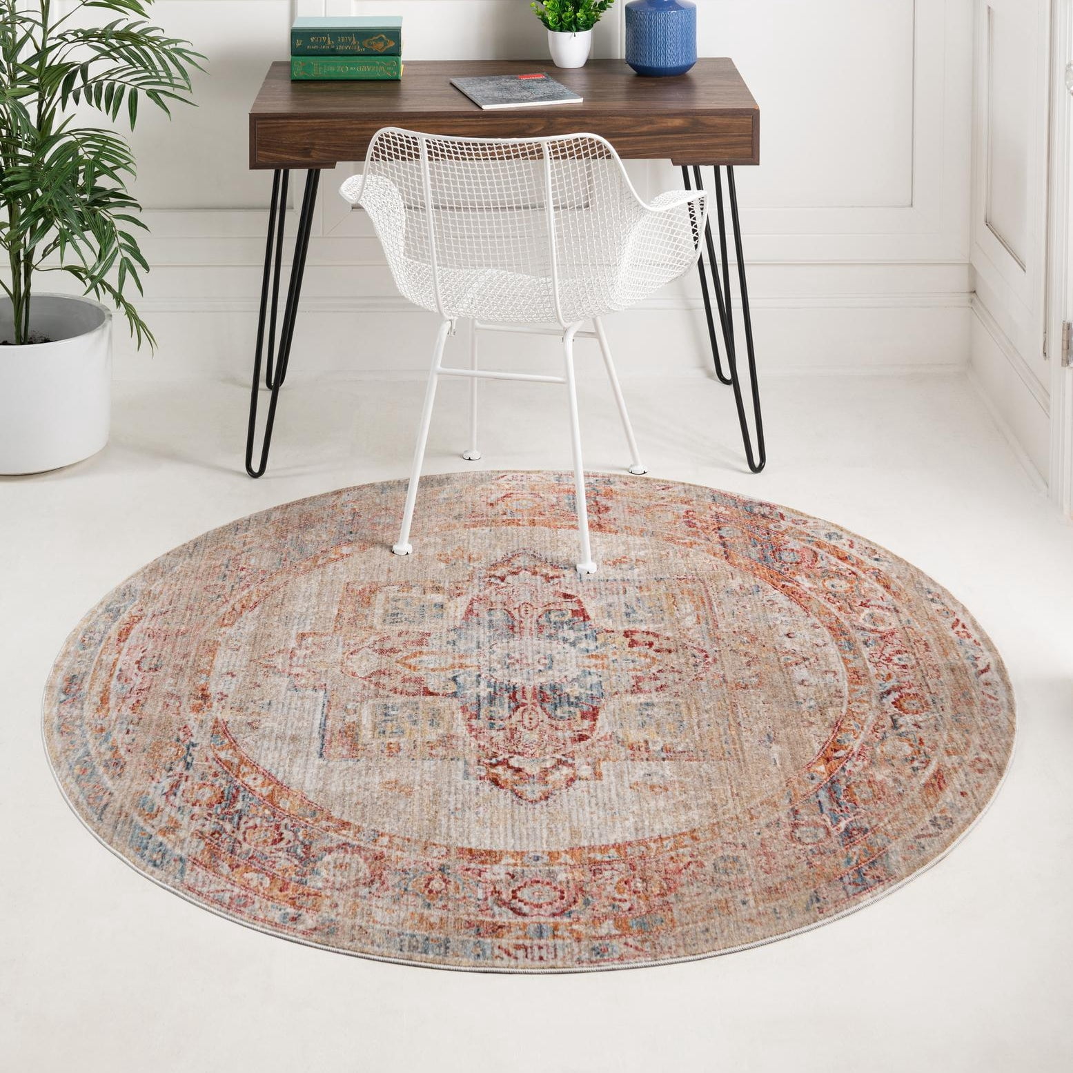 Unique Loom Noble Collection Area Rug - Victoria (5' 1" Round Multi ...