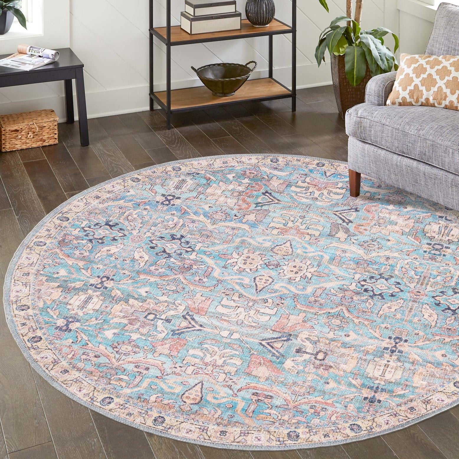 Unique Loom Nostalgia Collection Area Rug - Katie (3' 3" Round Blue ...