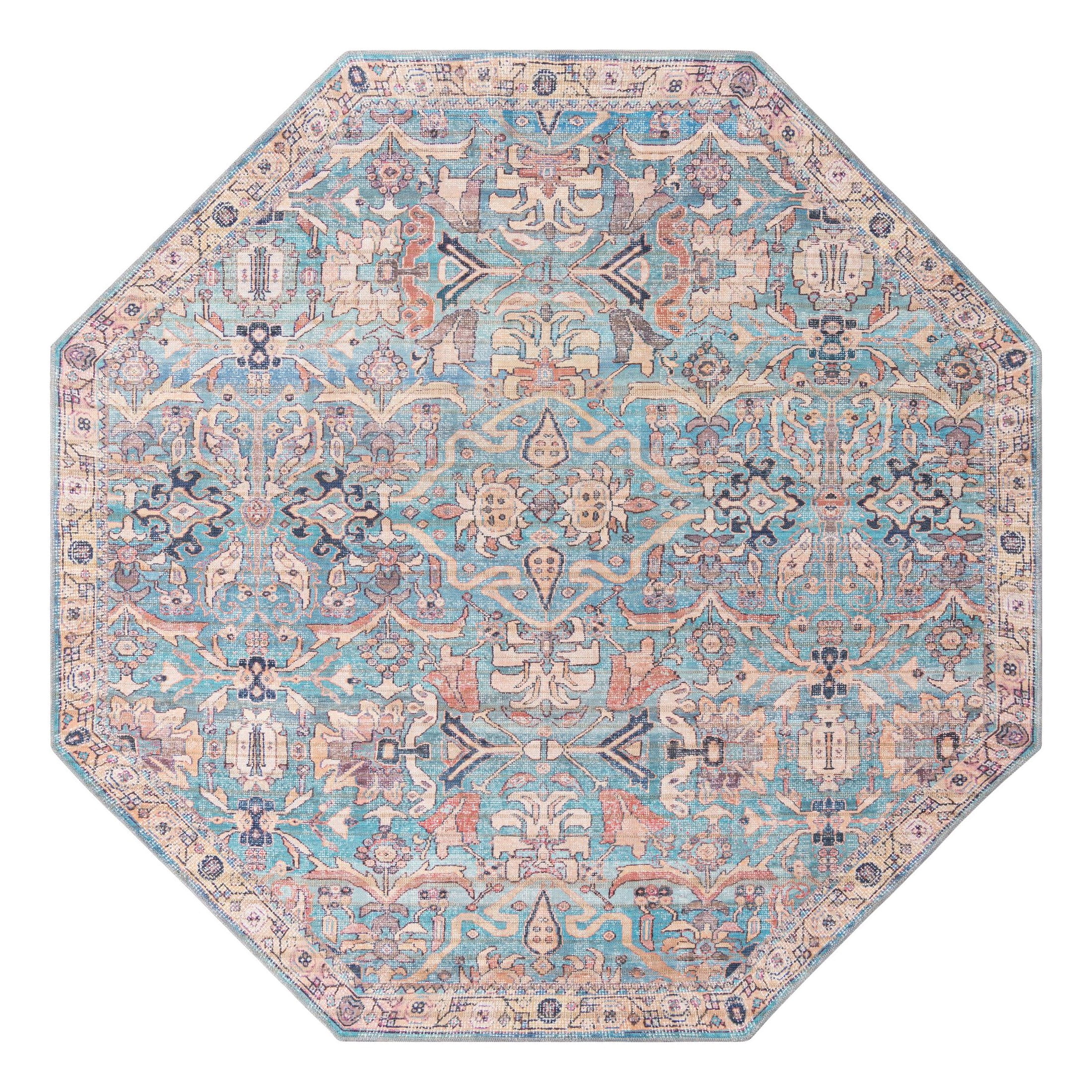 Unique Loom Nostalgia Collection Area Rug - Katie (7' 10" Octagon Blue ...