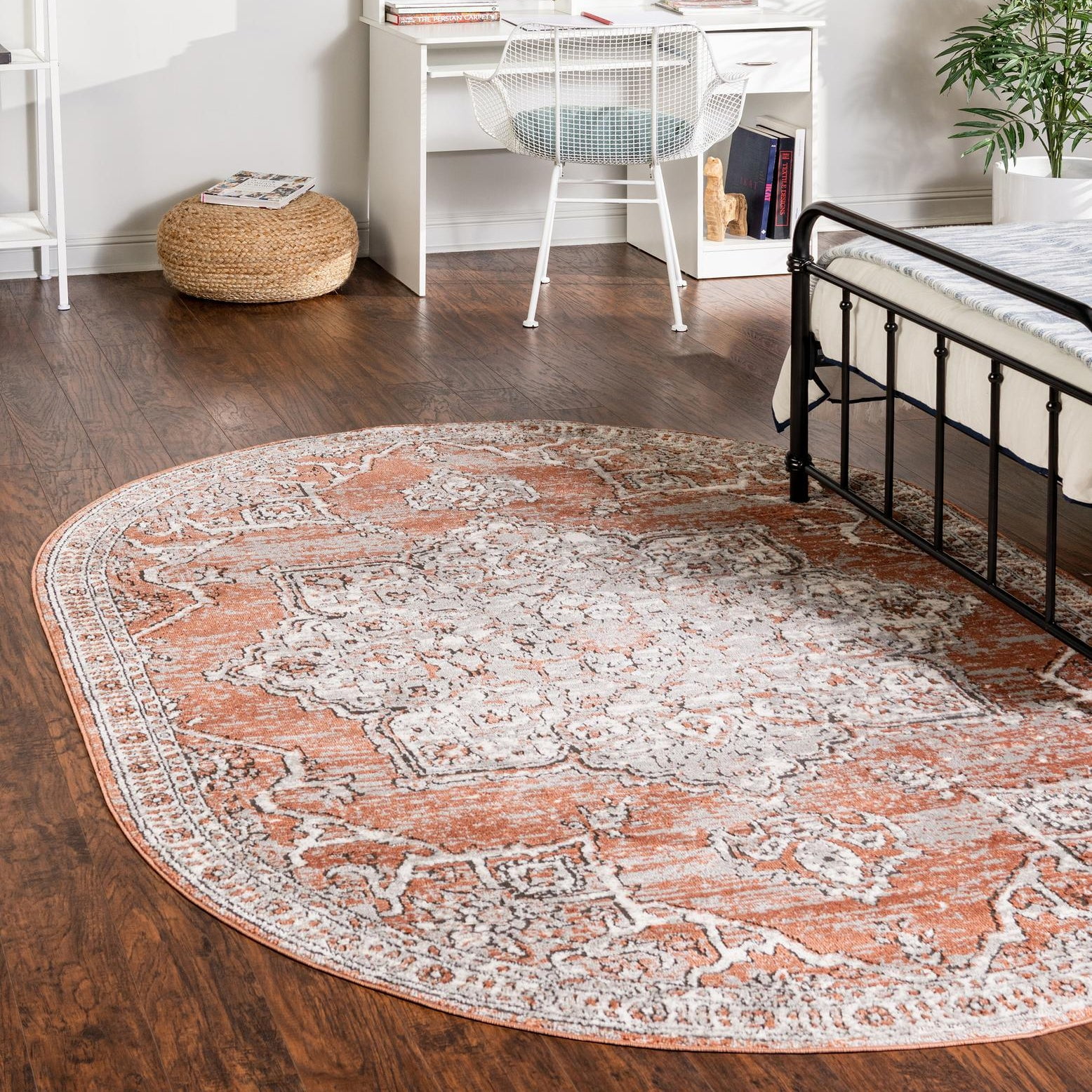 Unique Loom Nyla Collection Area Rug - Smile (4' x 6' Oval Salmon Pink ...