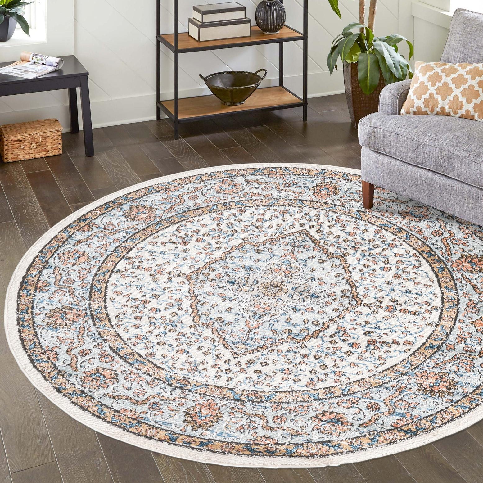 Unique Loom Nyla Collection Area Rug - Winner (3' 3" Round Ivory/Dark Gray) - Walmart.com