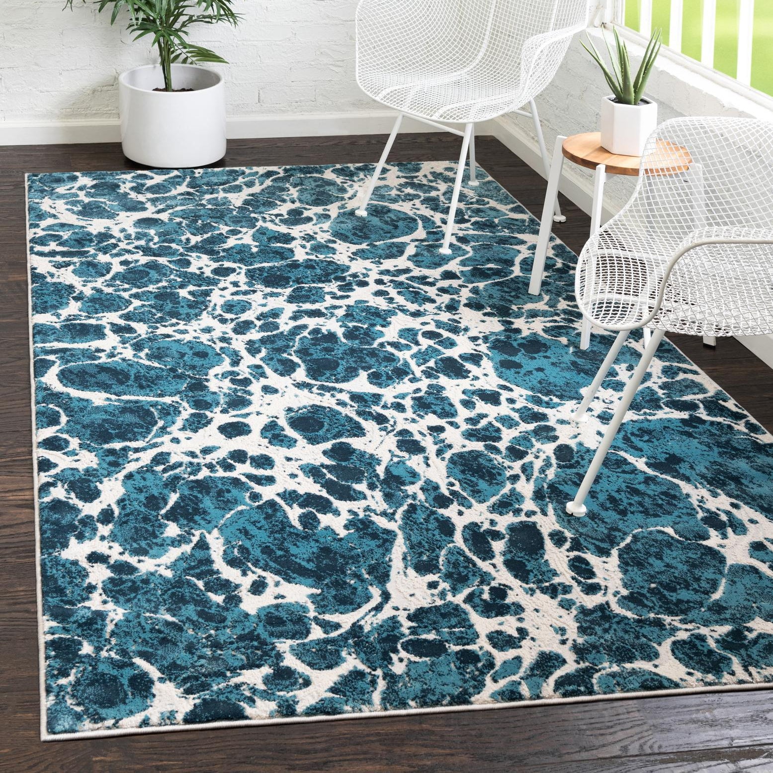 Unique Loom Oasis Collection Area Rug - Breeze (5' x 8' Rectangle Blue ...