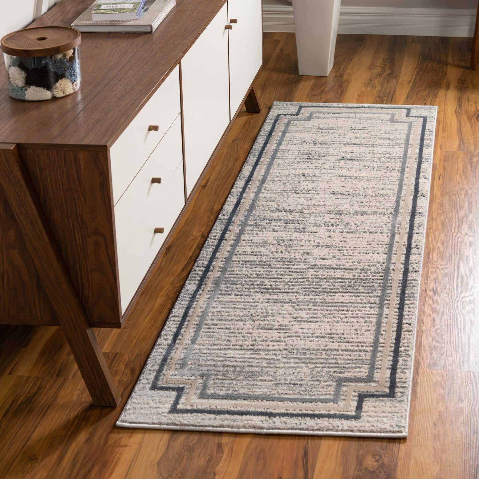 Unique Loom Oasis Collection Area Rug - Fountain (2' x 12' Runner Gray ...