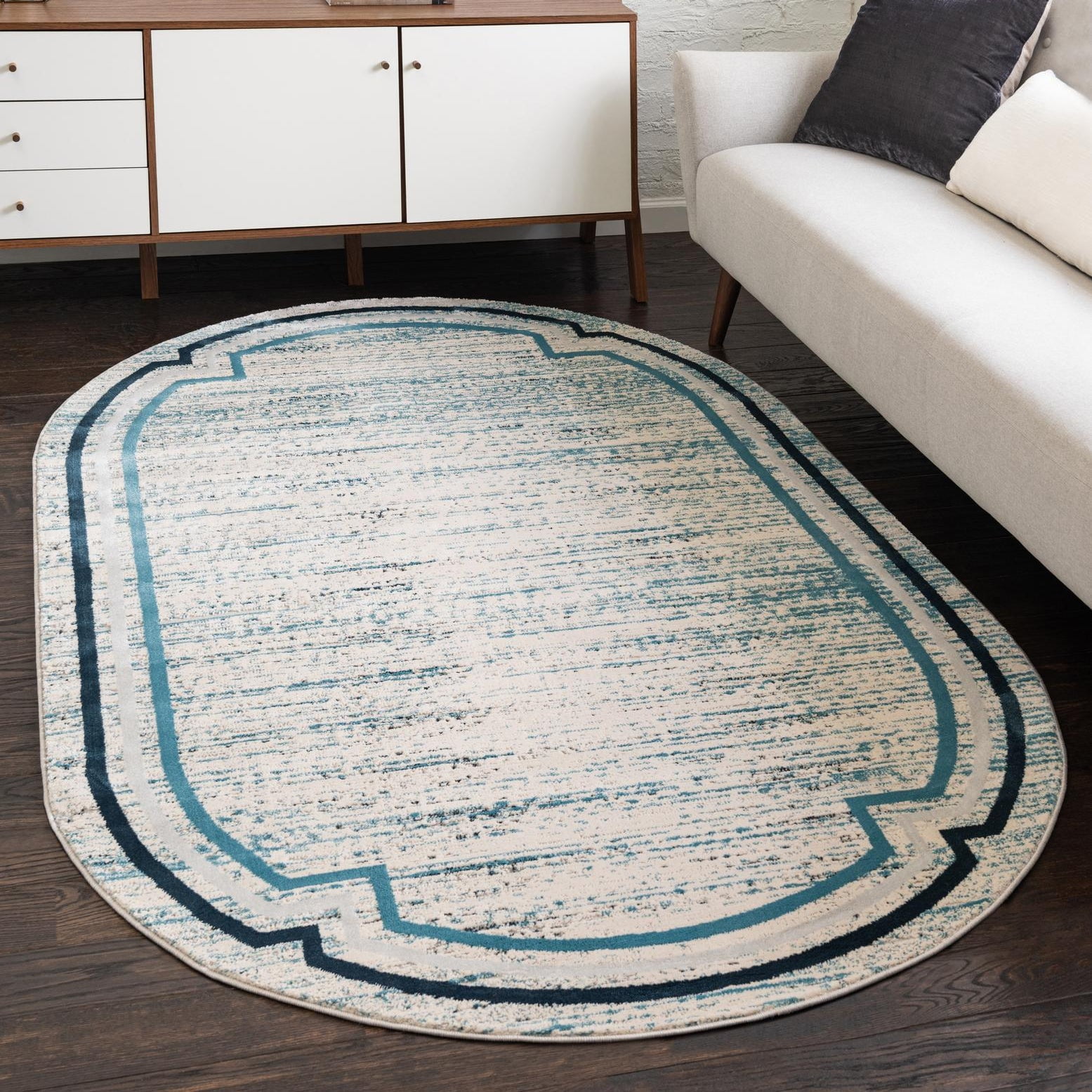 Unique Loom Oasis Collection Area Rug - Fountain (5' x 8' Oval Blue ...