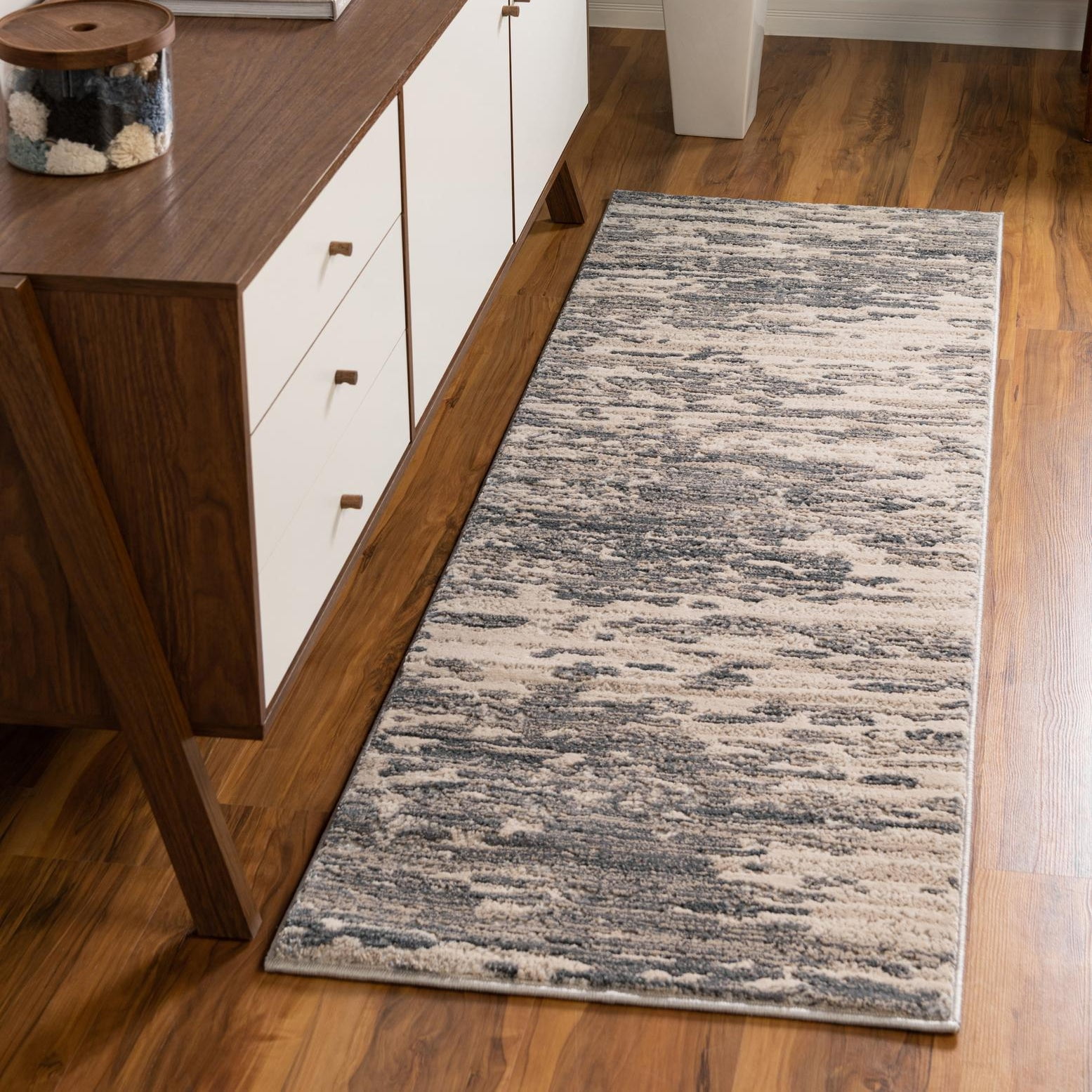Unique Loom Oasis Collection Area Rug - Water (2' x 12' Runner Gray ...