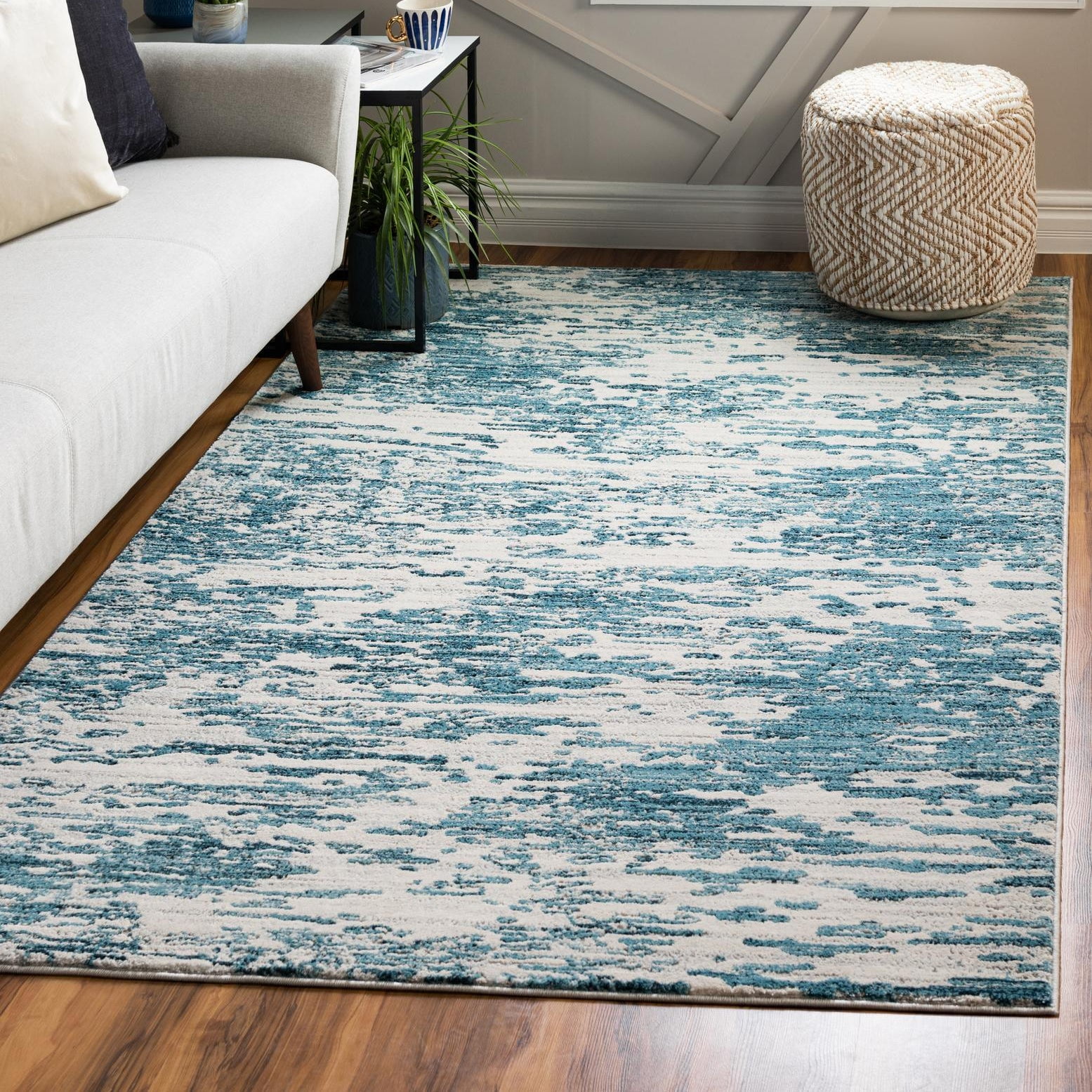 Unique Loom Oasis Collection Area Rug - Water (4' x 6' Rectangle Blue ...