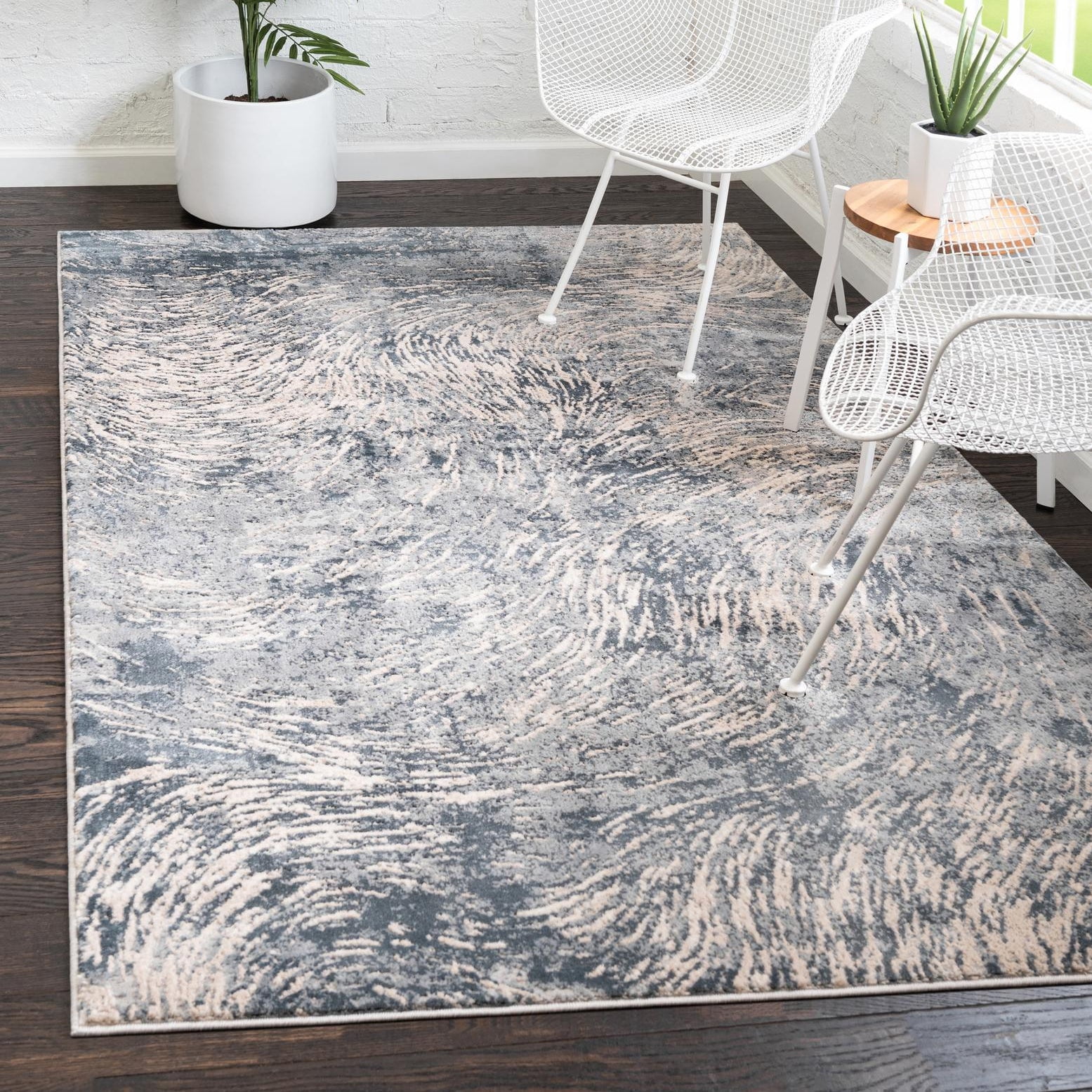 Unique Loom Oasis Collection Area Rug - Wave (5' x 8' Rectangle Gray ...