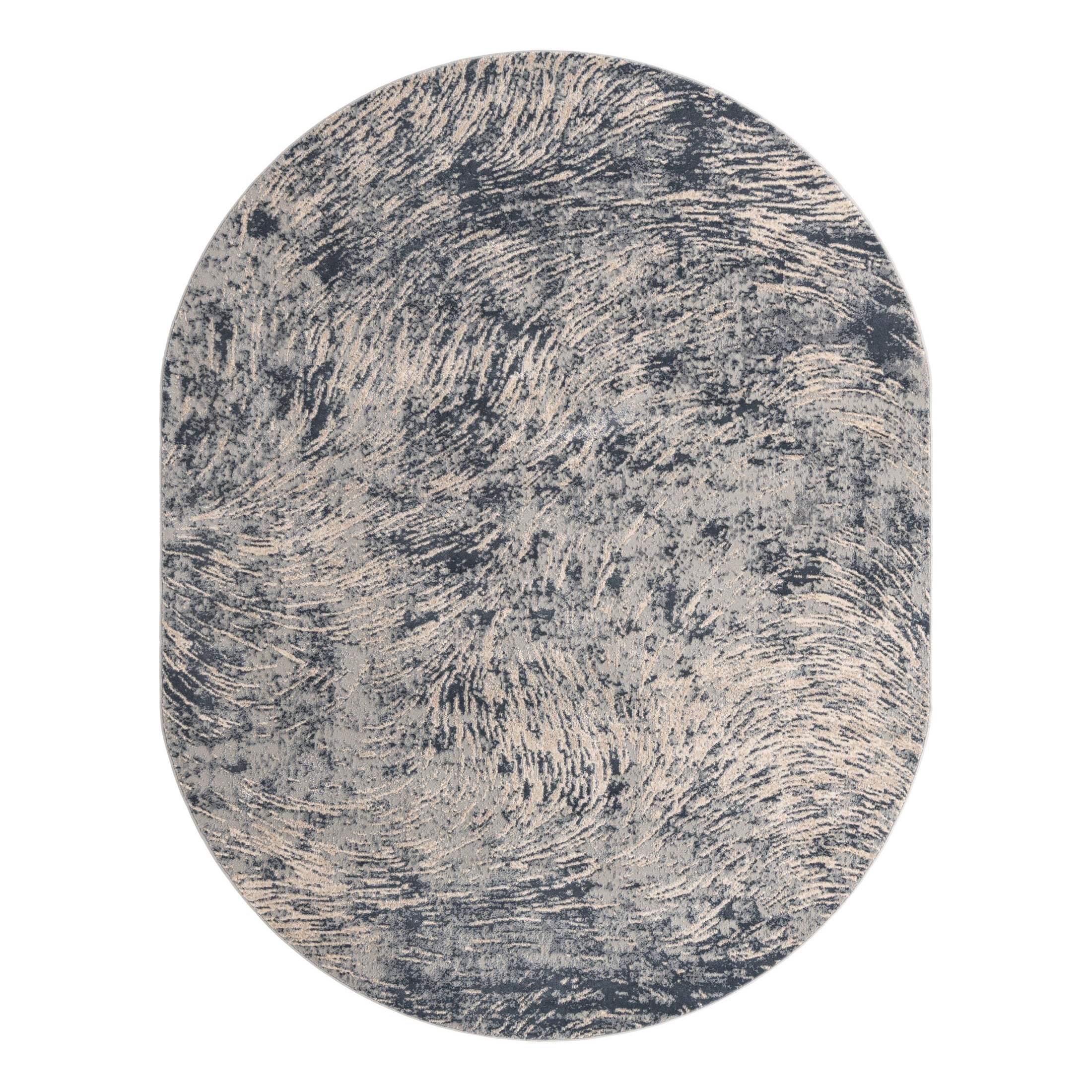 Unique Loom Oasis Collection Area Rug - Wave (8' x 10' Oval Gray/Ivory ...