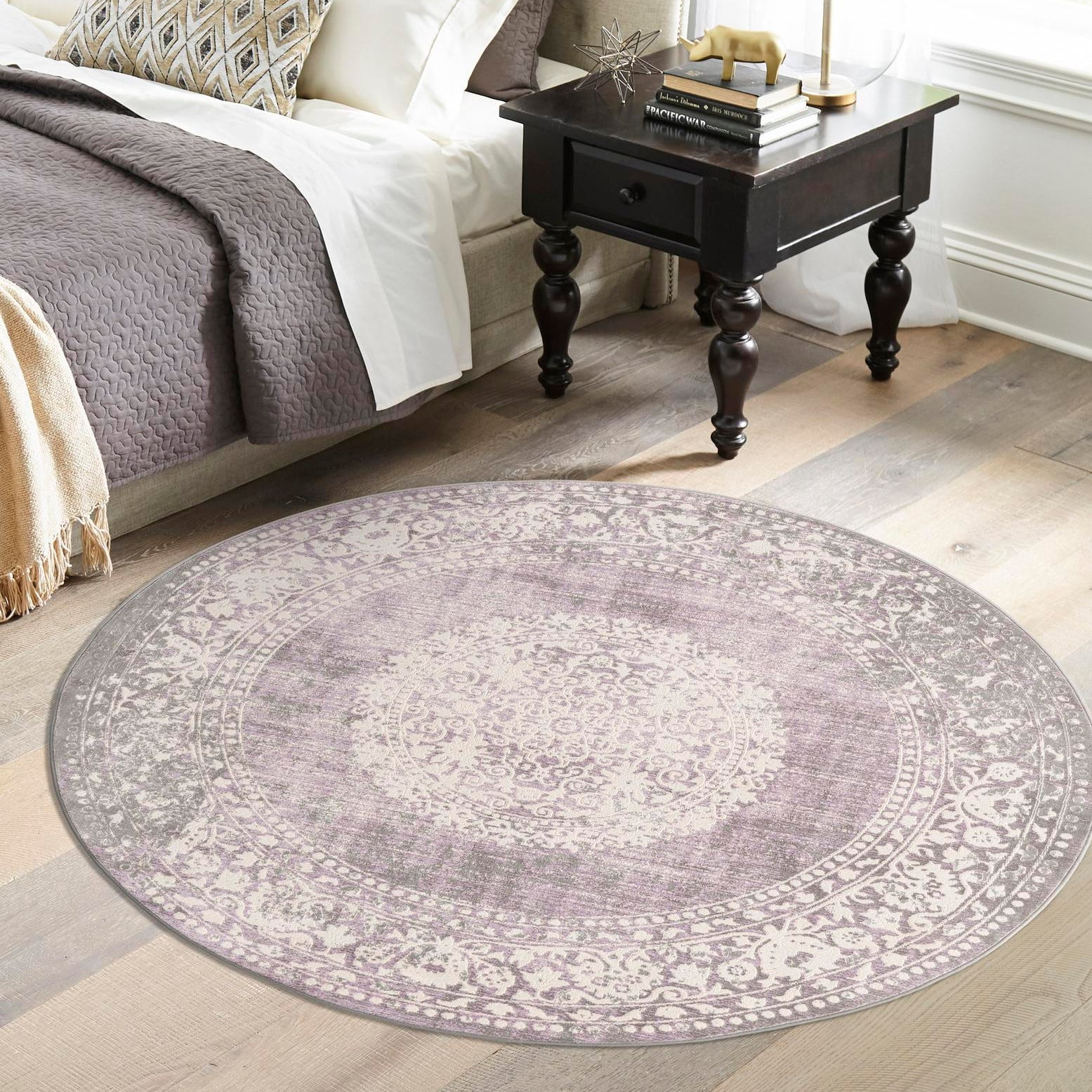 Unique Loom New Classical Collection Area Rug - Olwen (6' Round Purple ...