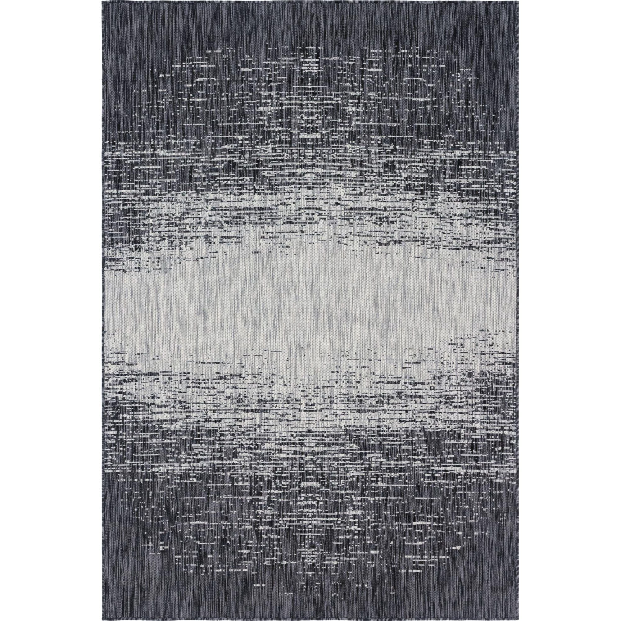 Unique Loom Ombre Indoor/Outdoor Modern Rug Charcoal Gray/Ivory 6' 1" x ...