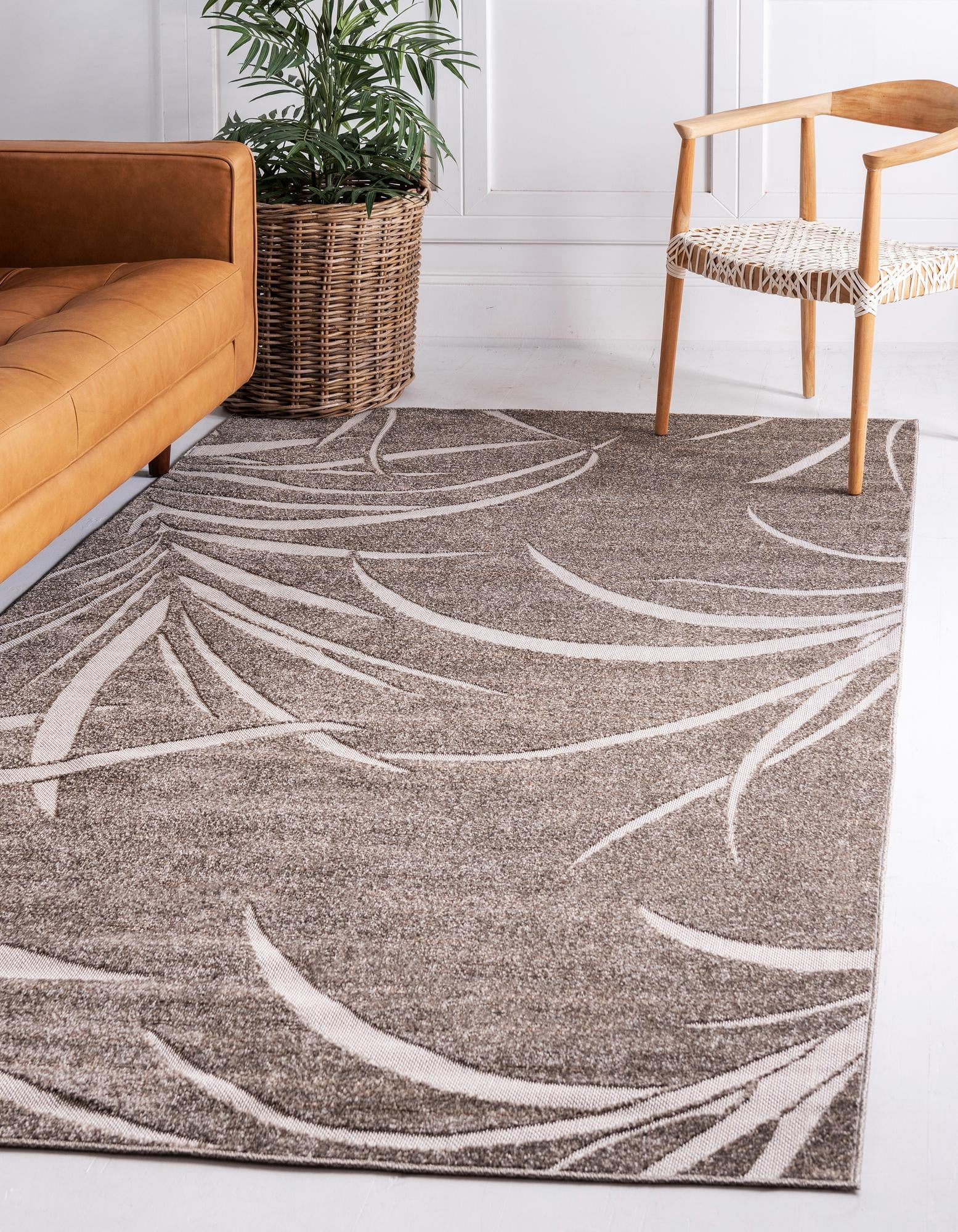 Unique Loom Orlando Indoor/Outdoor Botanical Rug Brown/Beige 7' 1" x 10 ...