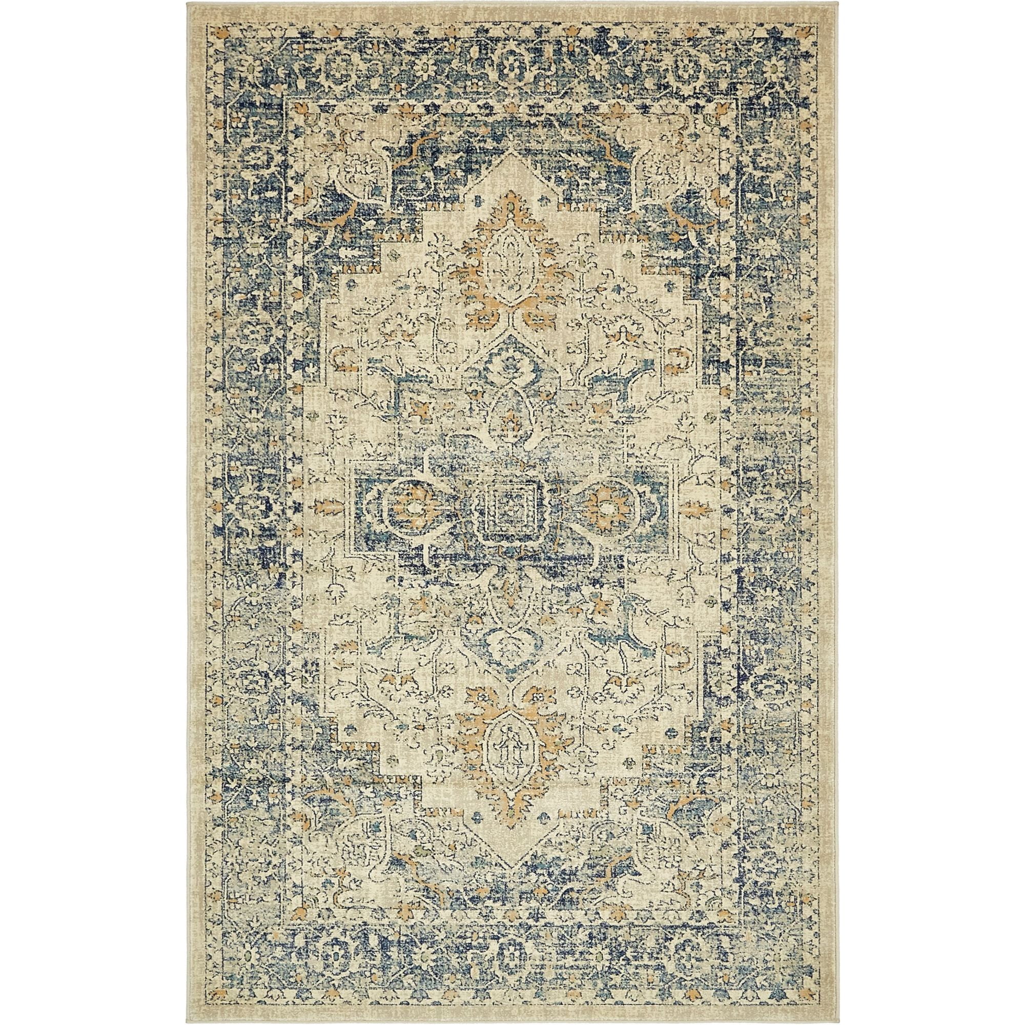 Unique Loom Oslo Rug Beige/Blue 5' 1" x 8' Rectangle Perfect For Living ...