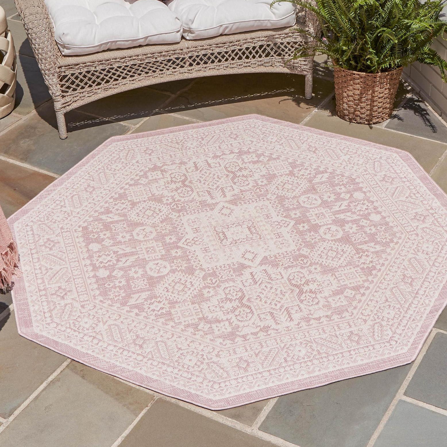 Unique Loom Outdoor Aztec Collection Area Rug - Chalca (5' 3" Octagon ...