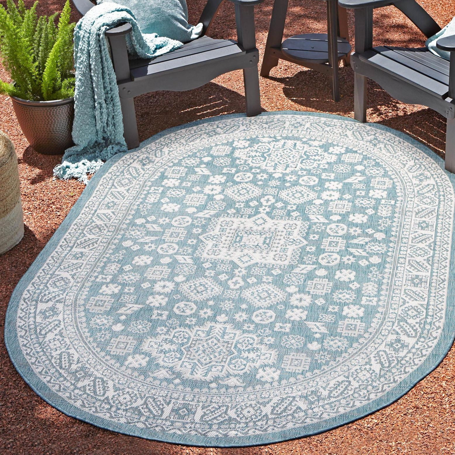 Unique Loom Outdoor Aztec Collection Area Rug - Chalca (5' 3" x 7' 10 ...