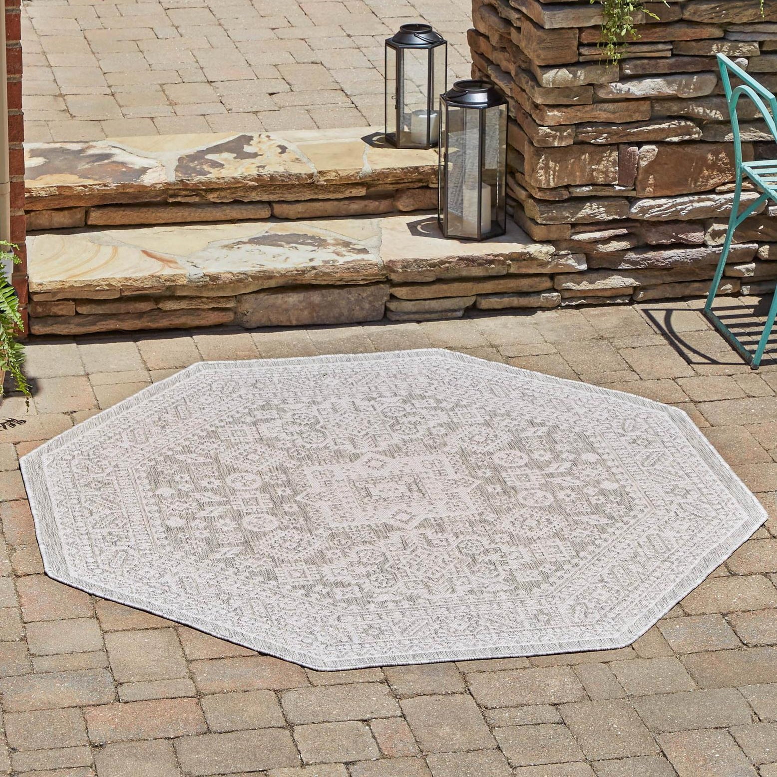Unique Loom Outdoor Aztec Collection Area Rug - Chalca (7' 10" Octagon ...