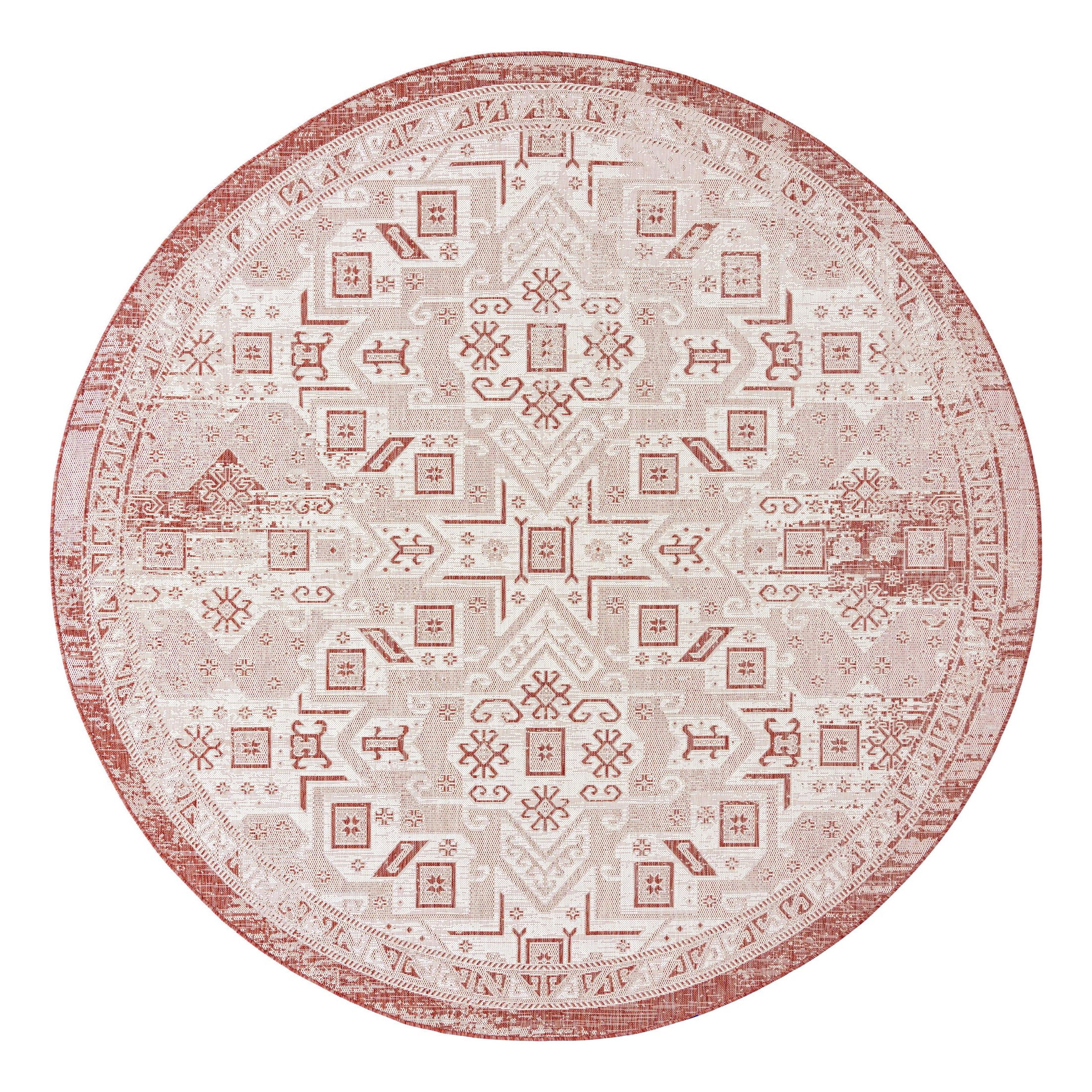 Unique Loom Outdoor Aztec Collection Area Rug - Coba (10' Round Rust ...