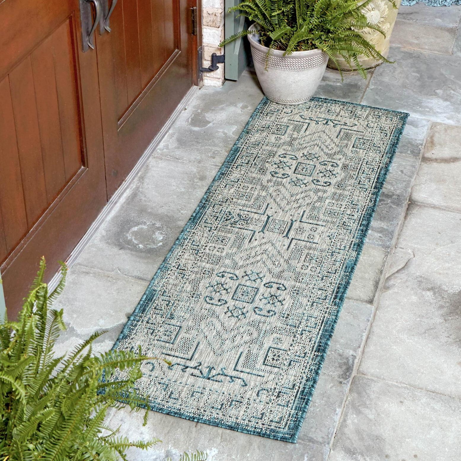 Unique Loom Outdoor Aztec Collection Area Rug - Coba (2' x 6' Runner ...